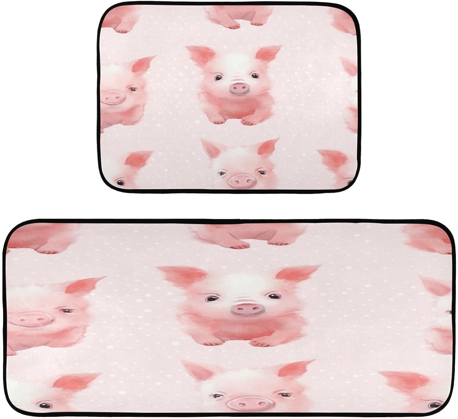 GZHJMY Cute Pig Kitchen Rug Set of 2 Non Slip Washable Cushioned Anti ...
