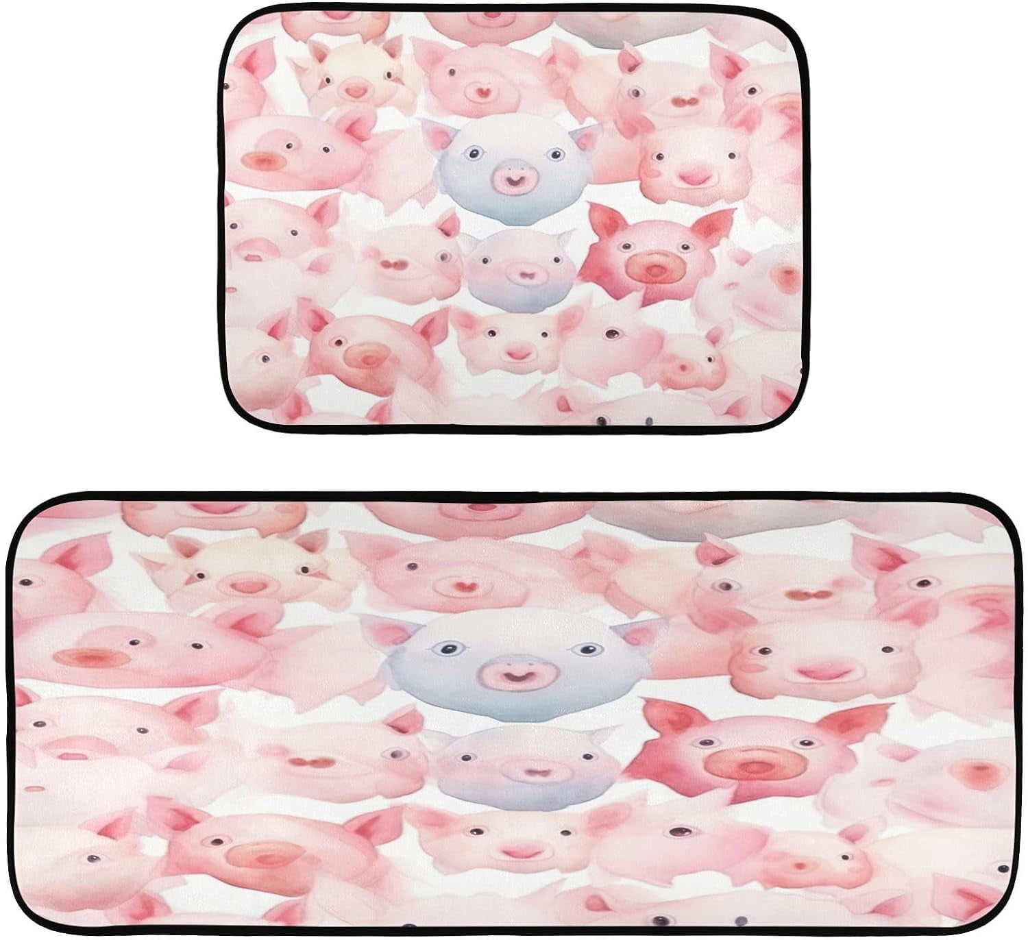 GZHJMY Cute Pig Kitchen Rug Set of 2 Non Slip Washable Cushioned Anti ...