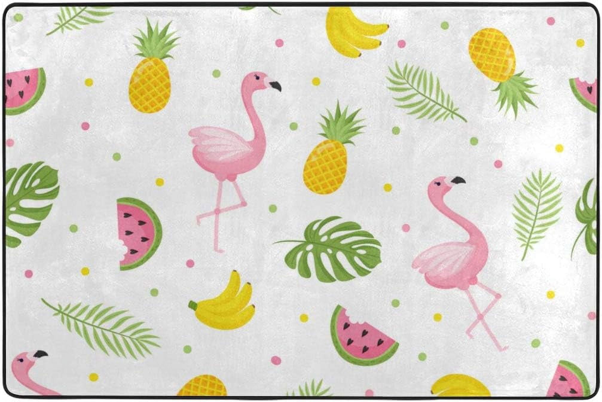 GZHJMY Cute Pineapple Flamingo Palm Leaves Polka Dots Area Rug Floor ...
