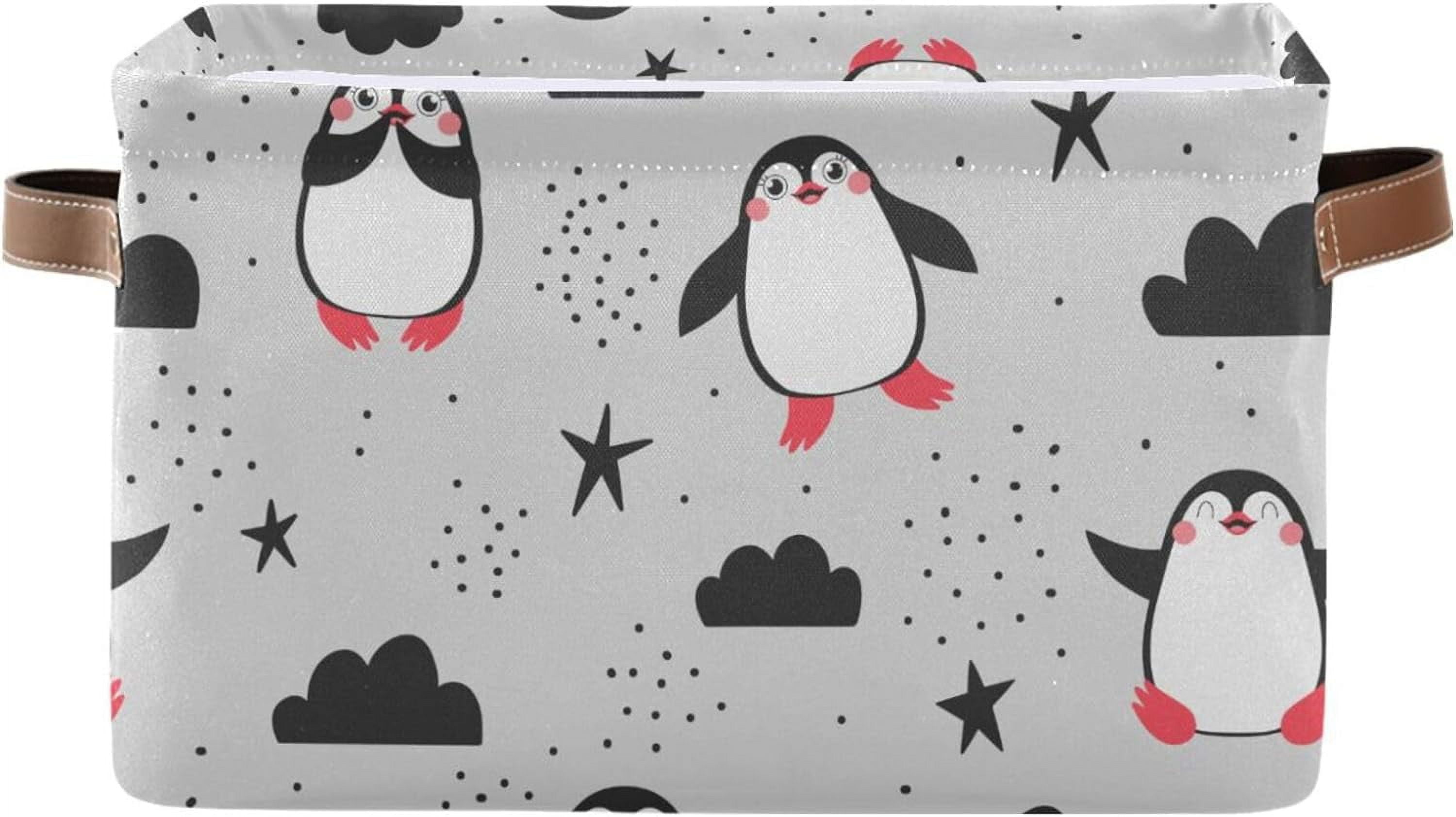 GZHJMY Cute Pinguins Storage Basket, Durable Canvas With Handles Large ...