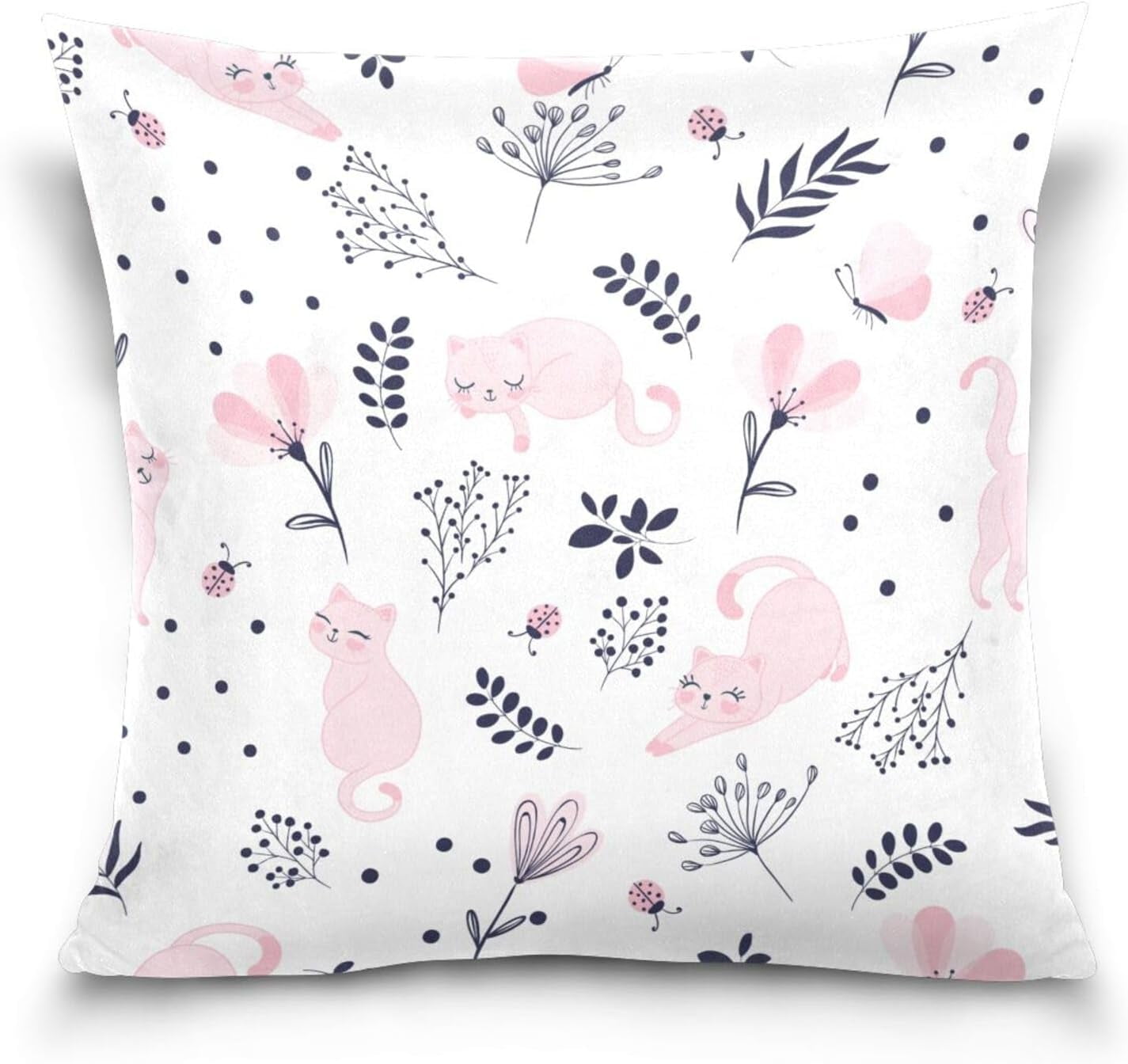 GZHJMY Cute Pink Cat Pillow Cover 20 x 20 Inch, Soft Decorative Cushion ...