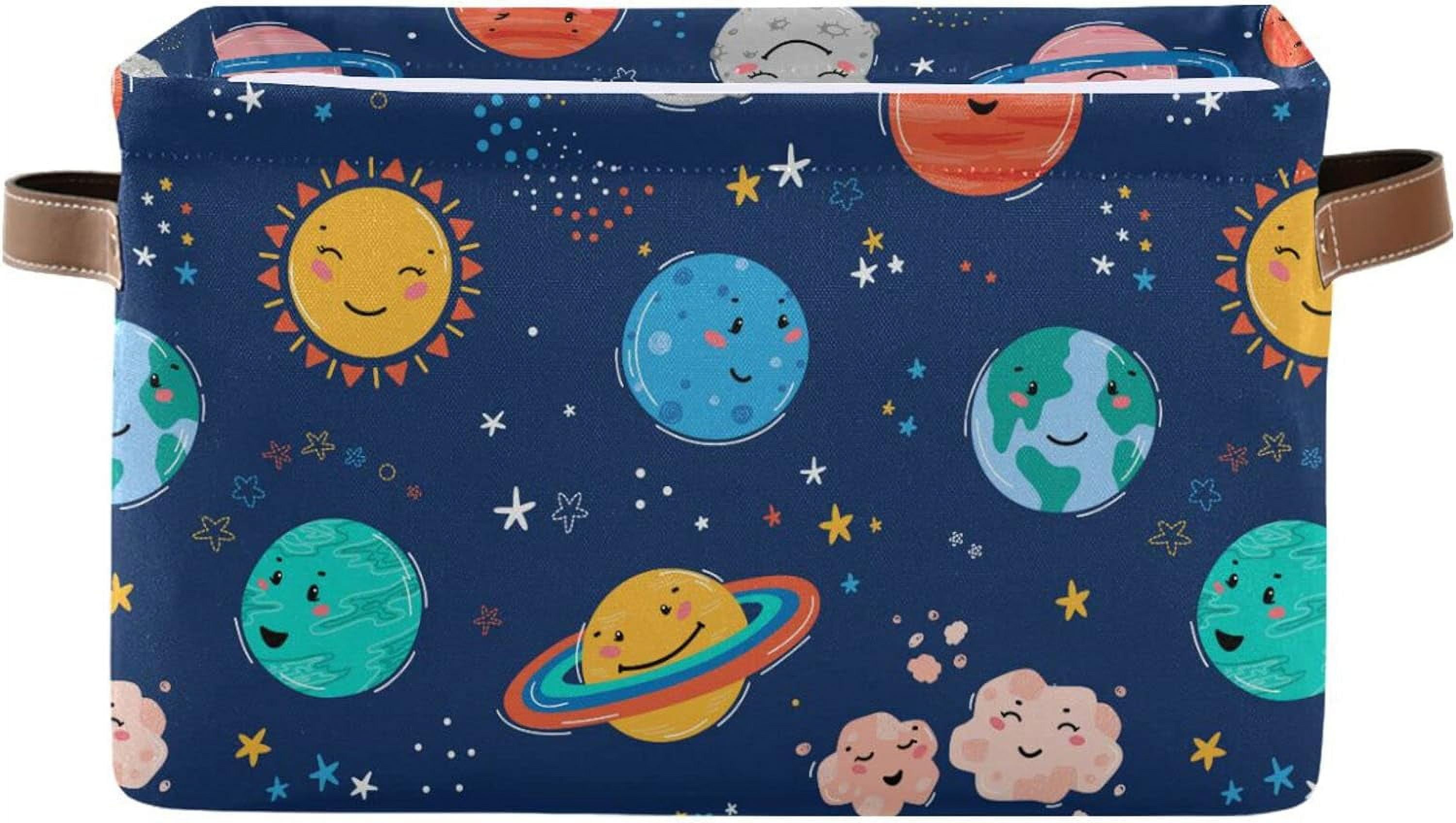 GZHJMY Cute Planet Graffiti Shelf Storage Baskets, Foldable Fabric ...