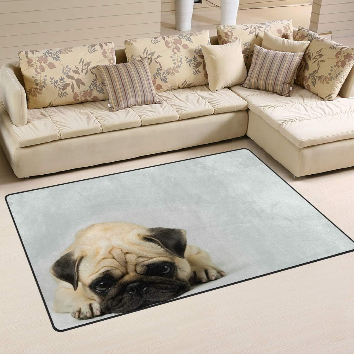 GZHJMY Cute Pug Dog Non Slip Area Rug for Living Dinning Room Bedroom ...