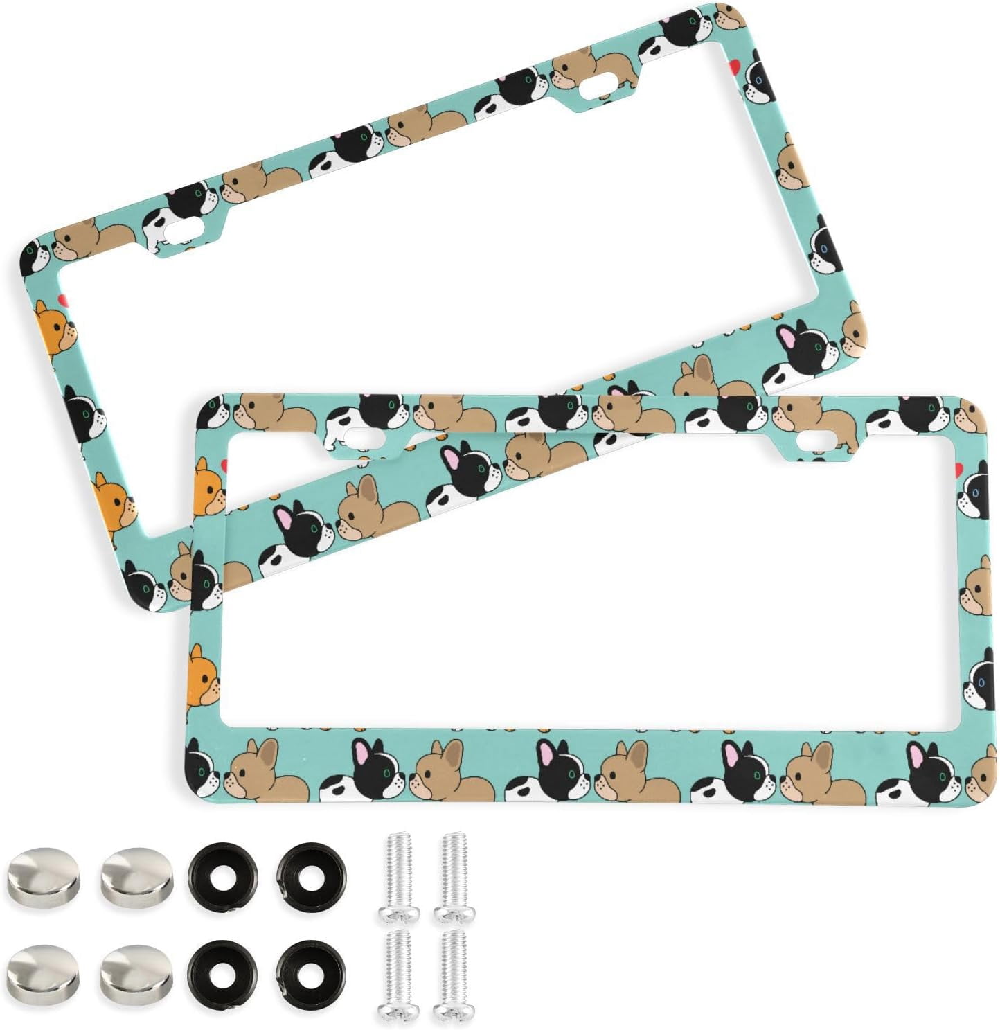 GZHJMY Cute Puppy Dog French Bulldog Print License Plate Frames for ...