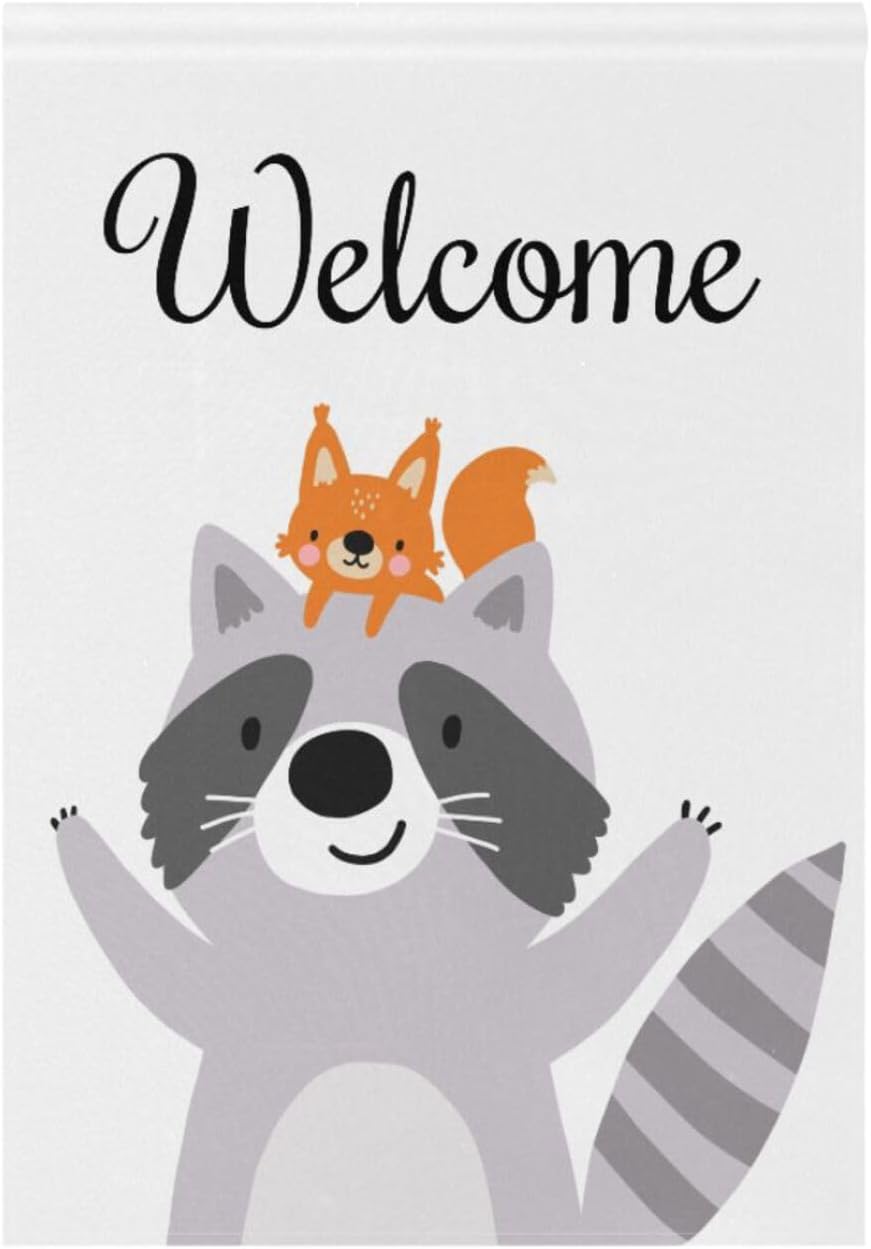 GZHJMY Cute Raccoon Garden Flag 28 x 40 Inch Vertical Double Sided ...