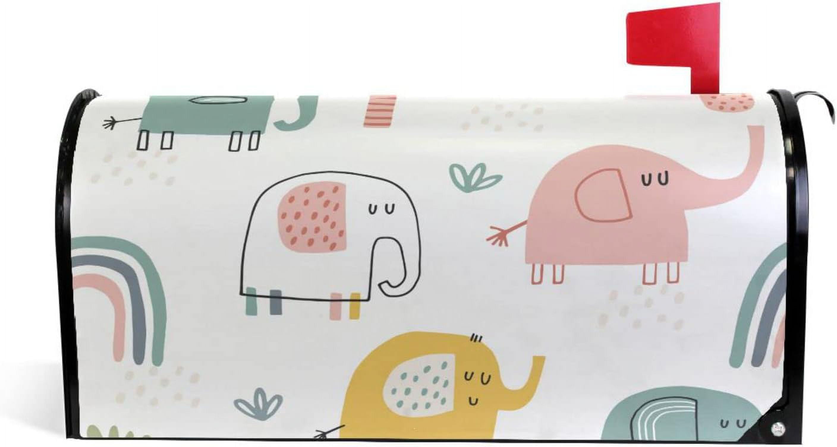 GZHJMY Cute Rainbows Elephants Magnetic Mailbox Cover Standard Size ...