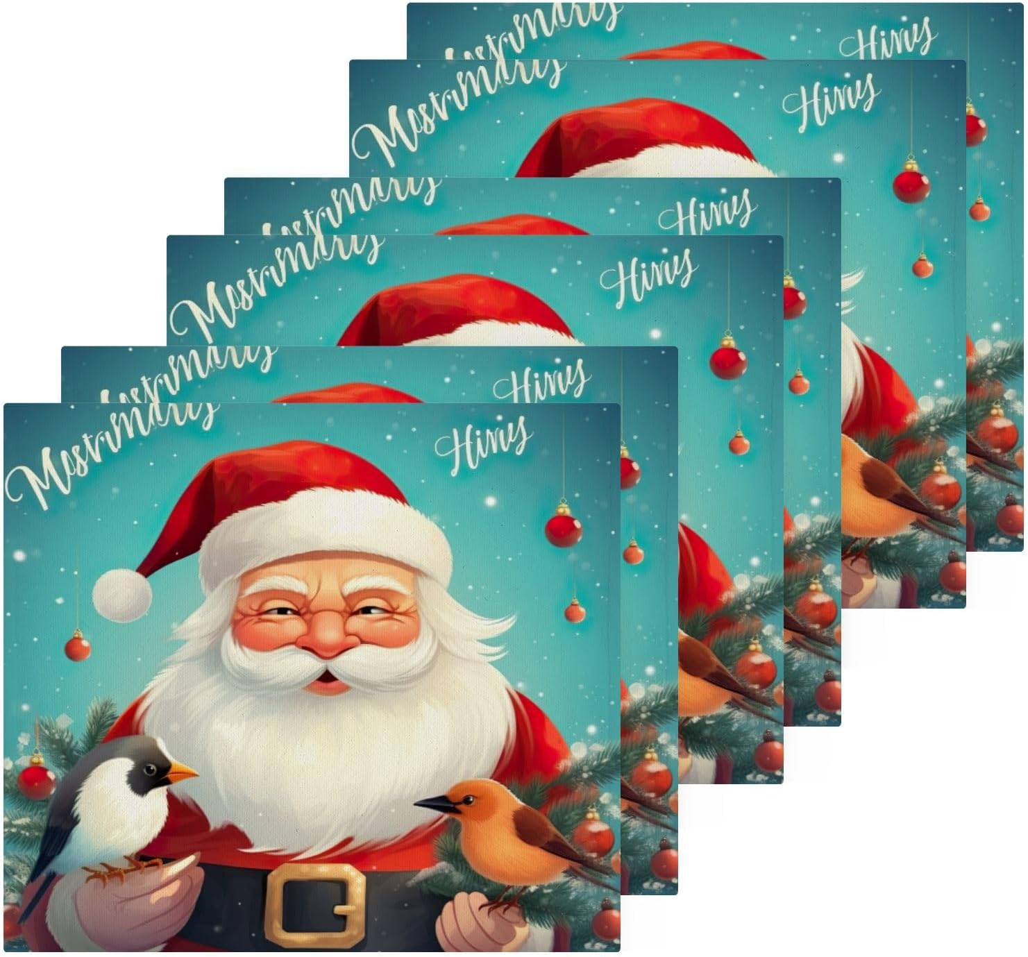 GZHJMY Cute Santa Claus Cotton Washcloths Set of 6, 12"x12" Super Soft ...