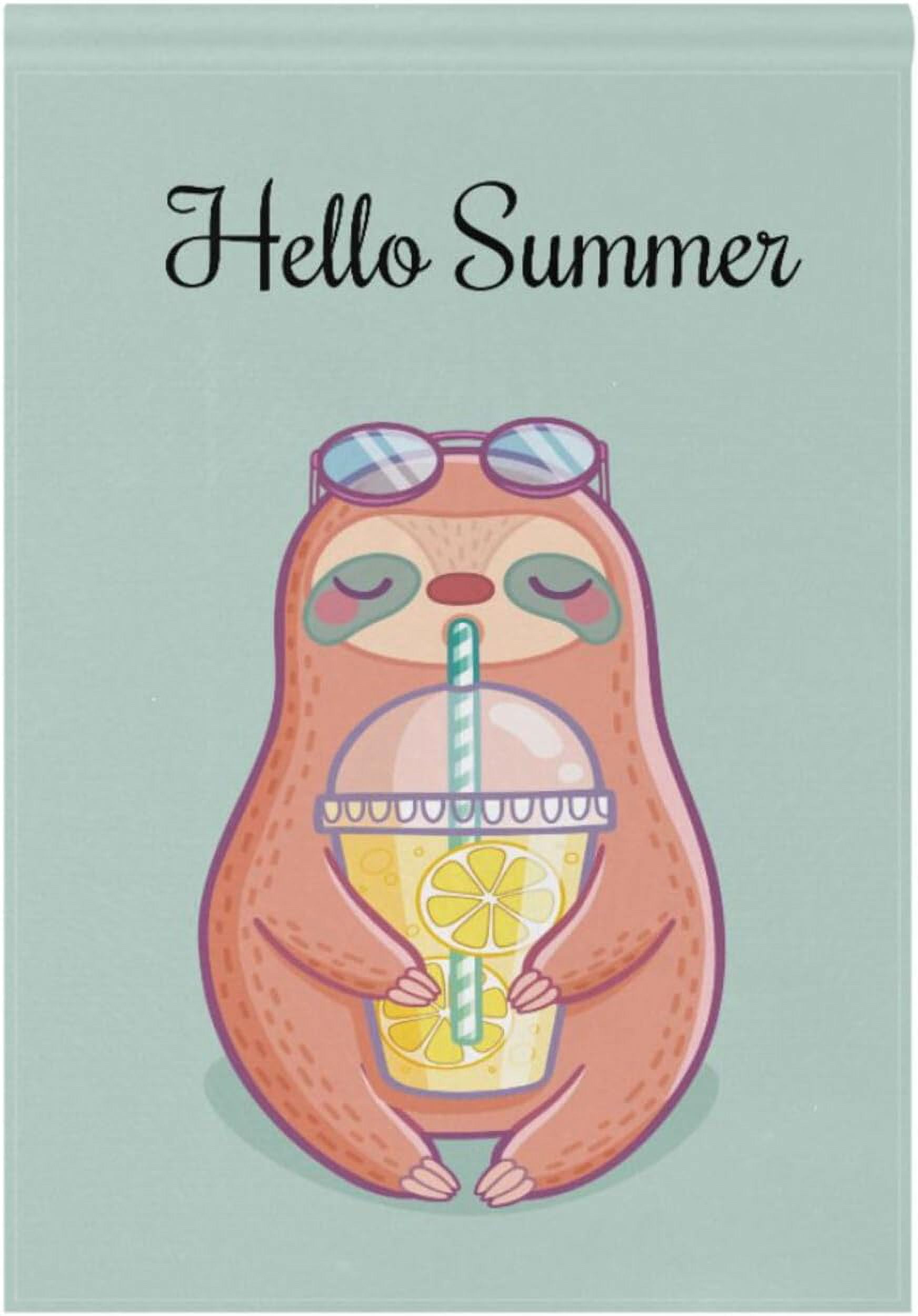 GZHJMY Cute Sloth with Lemonade Garden Flag 12 x 18 Inch Vertical ...