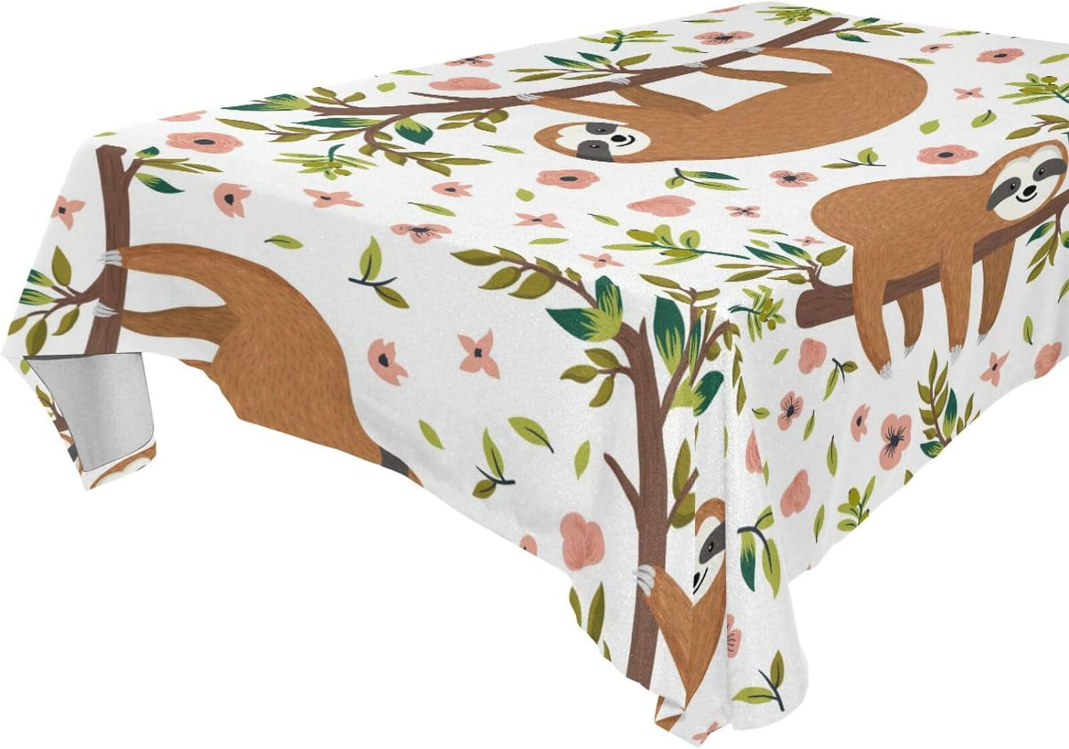 GZHJMY Cute Sloth Rectangle Tablecloth, Waterproof Stain Wrinkle ...