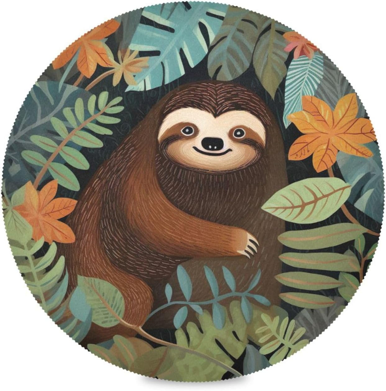 GZHJMY Cute Sloth Round Placemats 15.4in, Washable Heat Resistant Table ...