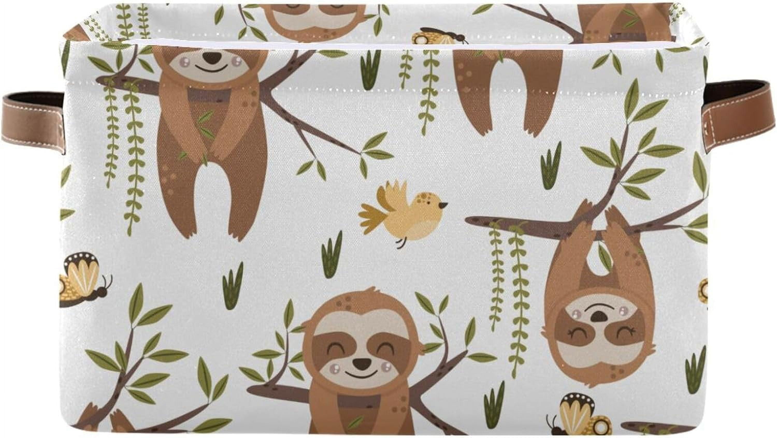GZHJMY Cute Sloth Storage Basket, Durable Canvas With Handles Large ...