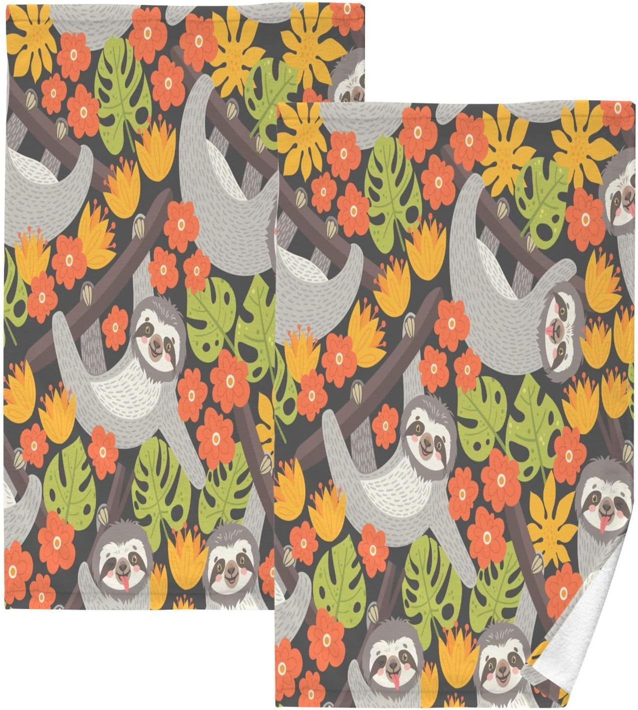 GZHJMY Cute Sloths Hand Towels Set of 2, Highly Absorbent Soft Cotton ...
