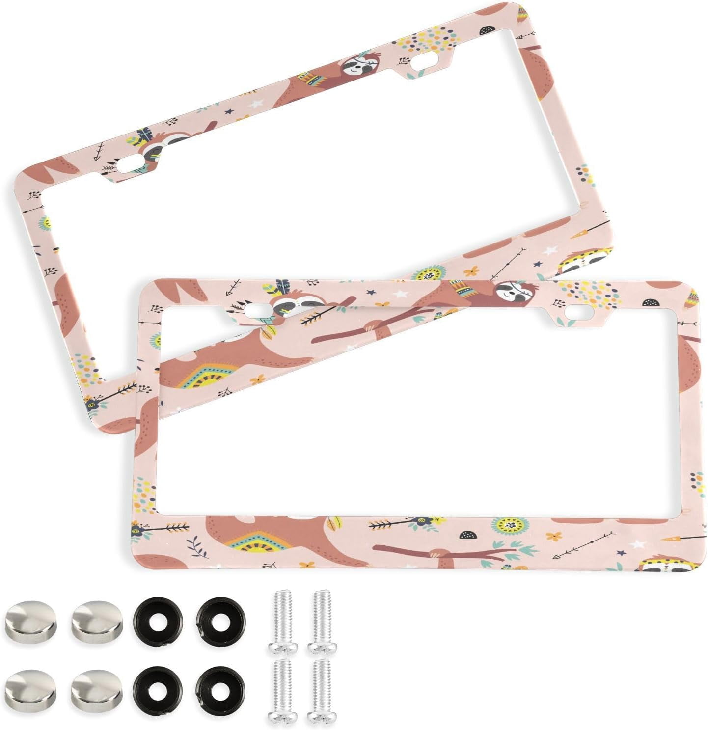 GZHJMY Cute Sloths License Plate Frames Set of 2, Universal Aluminum ...