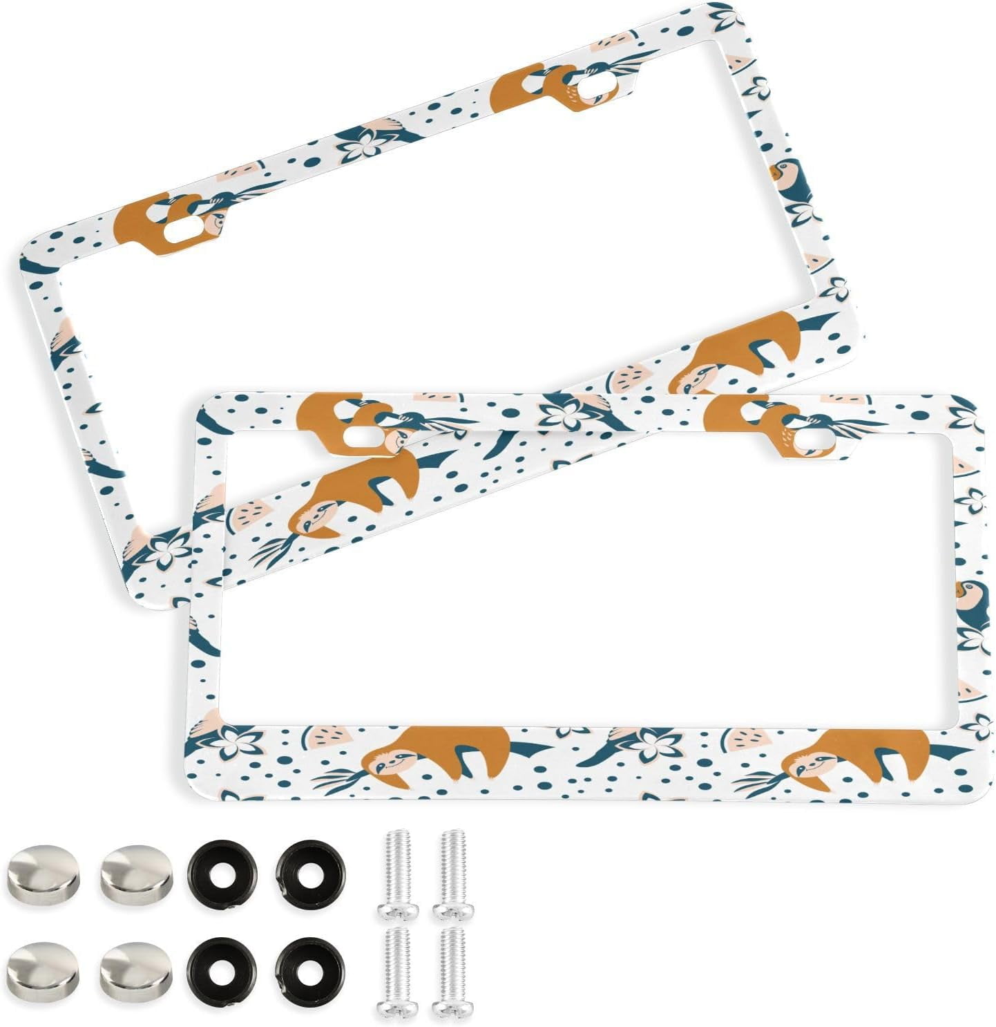 GZHJMY Cute Sloths License Plate Frames Set of 2, Universal Aluminum ...