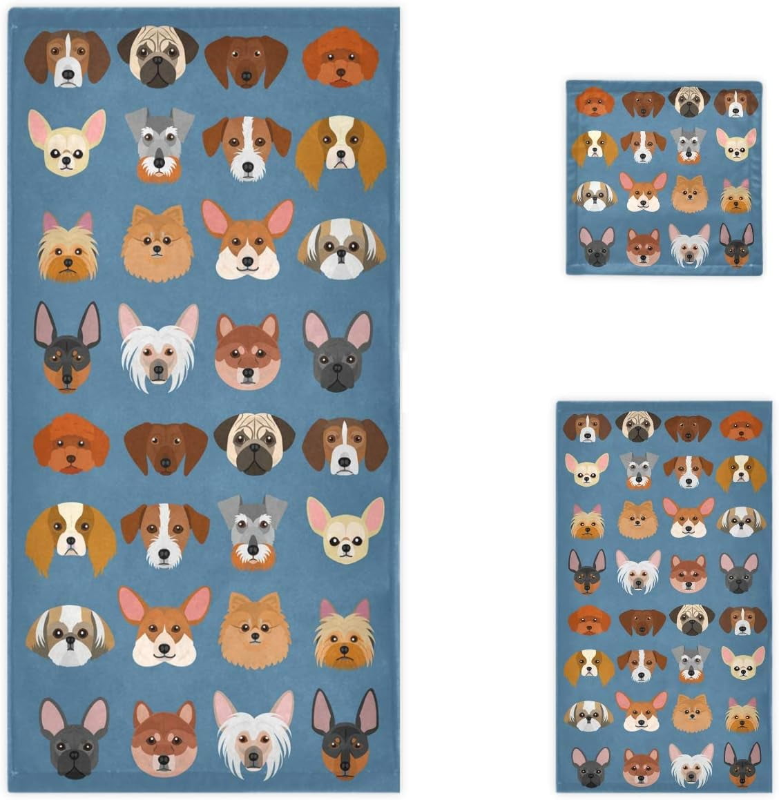 GZHJMY Cute Small Dogs Pattern Set Soft Luxury Decorative 3 Pieces Set ...
