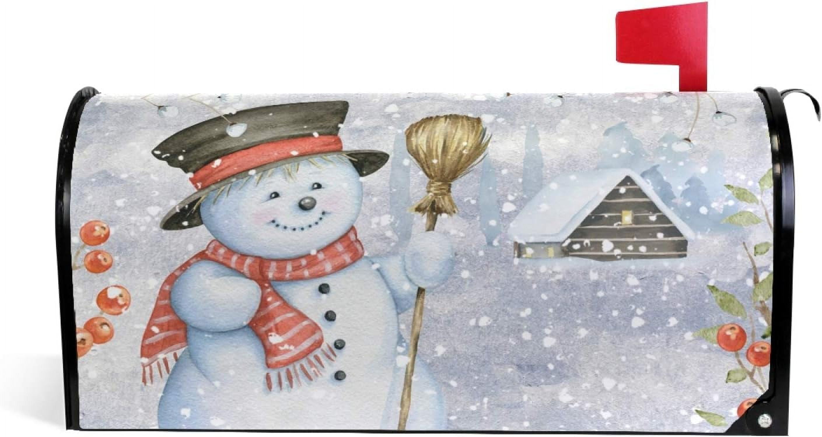 GZHJMY Cute Snowman Magnetic Mailbox Cover Letter Post Box Cover ...