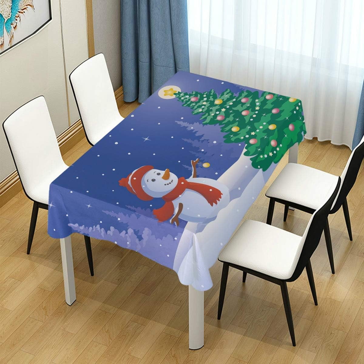 GZHJMY Cute Snowman Rectangle Tablecloth for Kitchen Dining Room Party ...