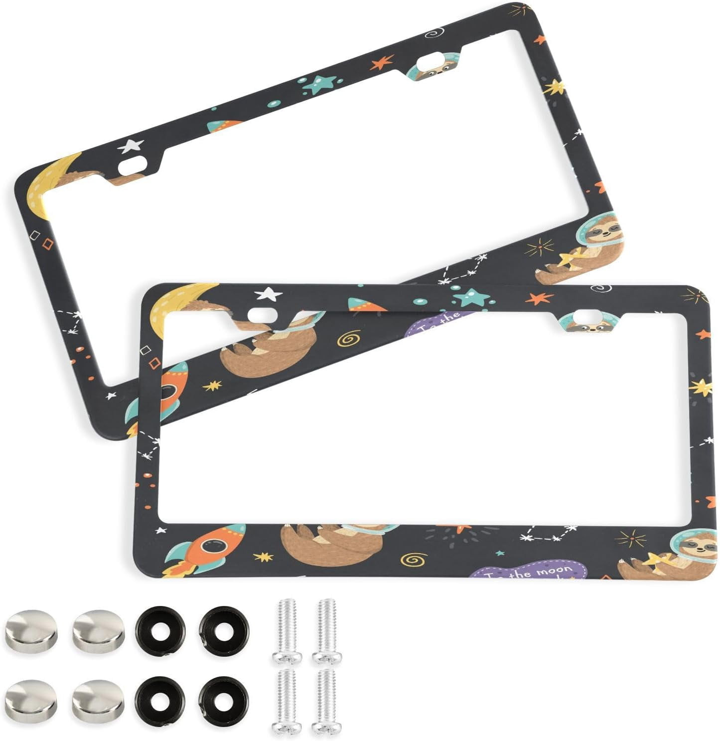 GZHJMY Cute Space Sloths License Plate Frames Set of 2, Universal ...