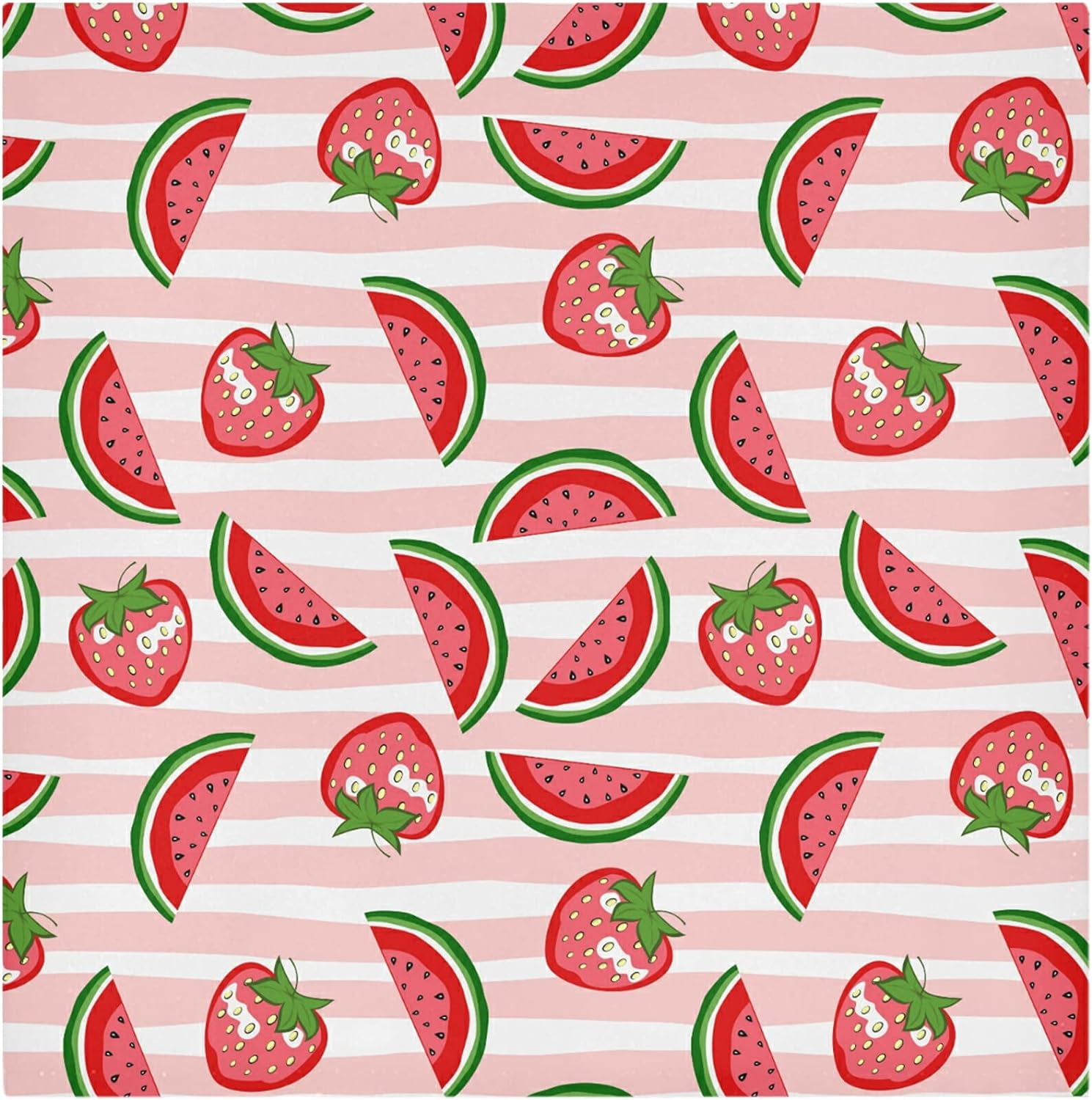 GZHJMY Cute Strawberry Watermelon Pink Stripe Cloth Napkins, Set of 1 ...