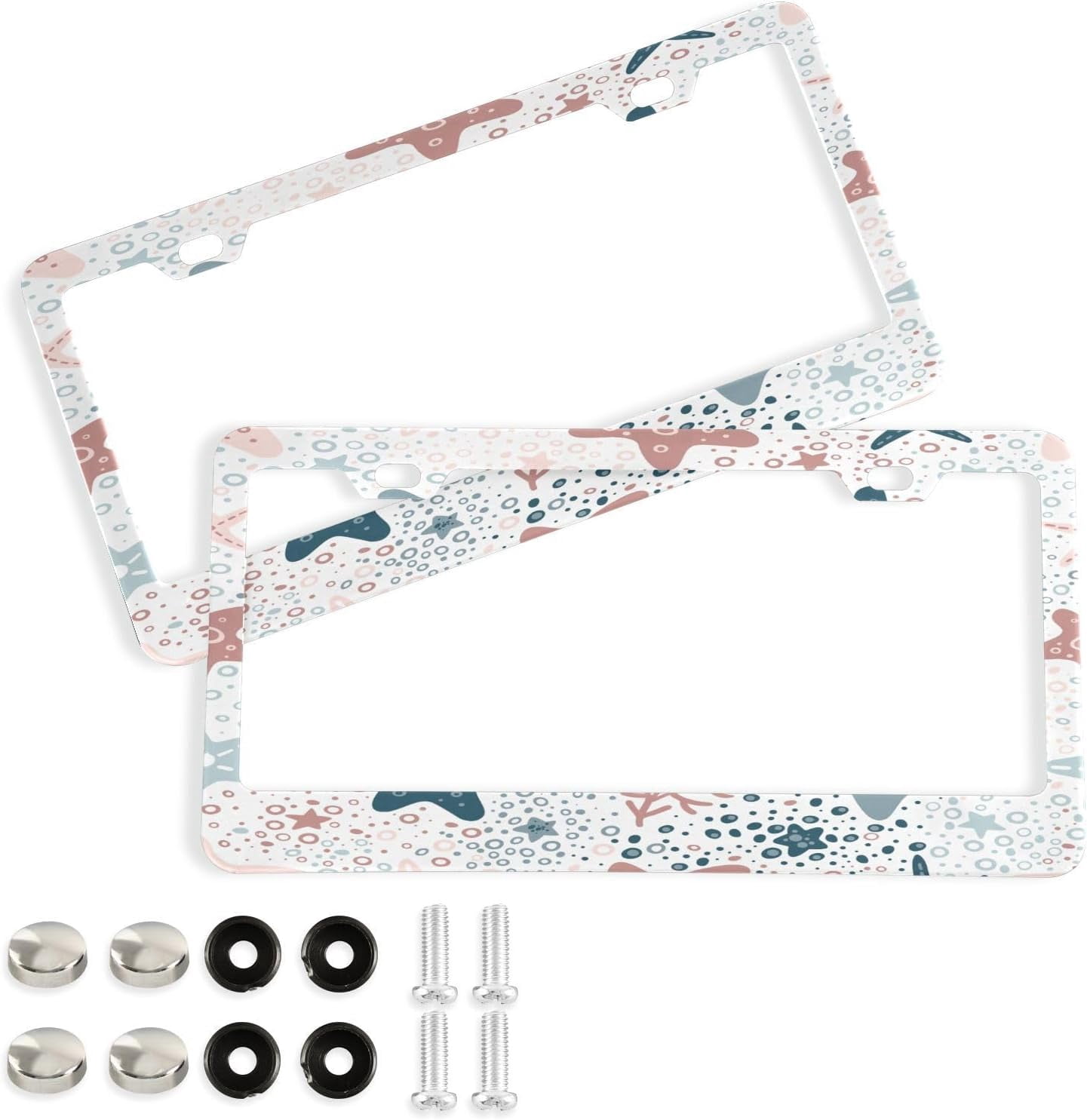 GZHJMY Cute Summer Starfishes License Plate Frames Set of 2, Universal ...
