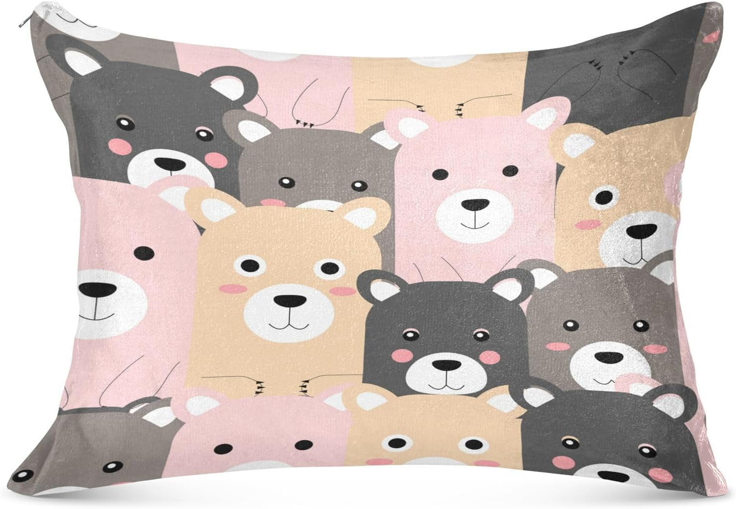 GZHJMY Cute Teddy Bear Pastel Zippered Velvet Pillowcases,Super Soft ...