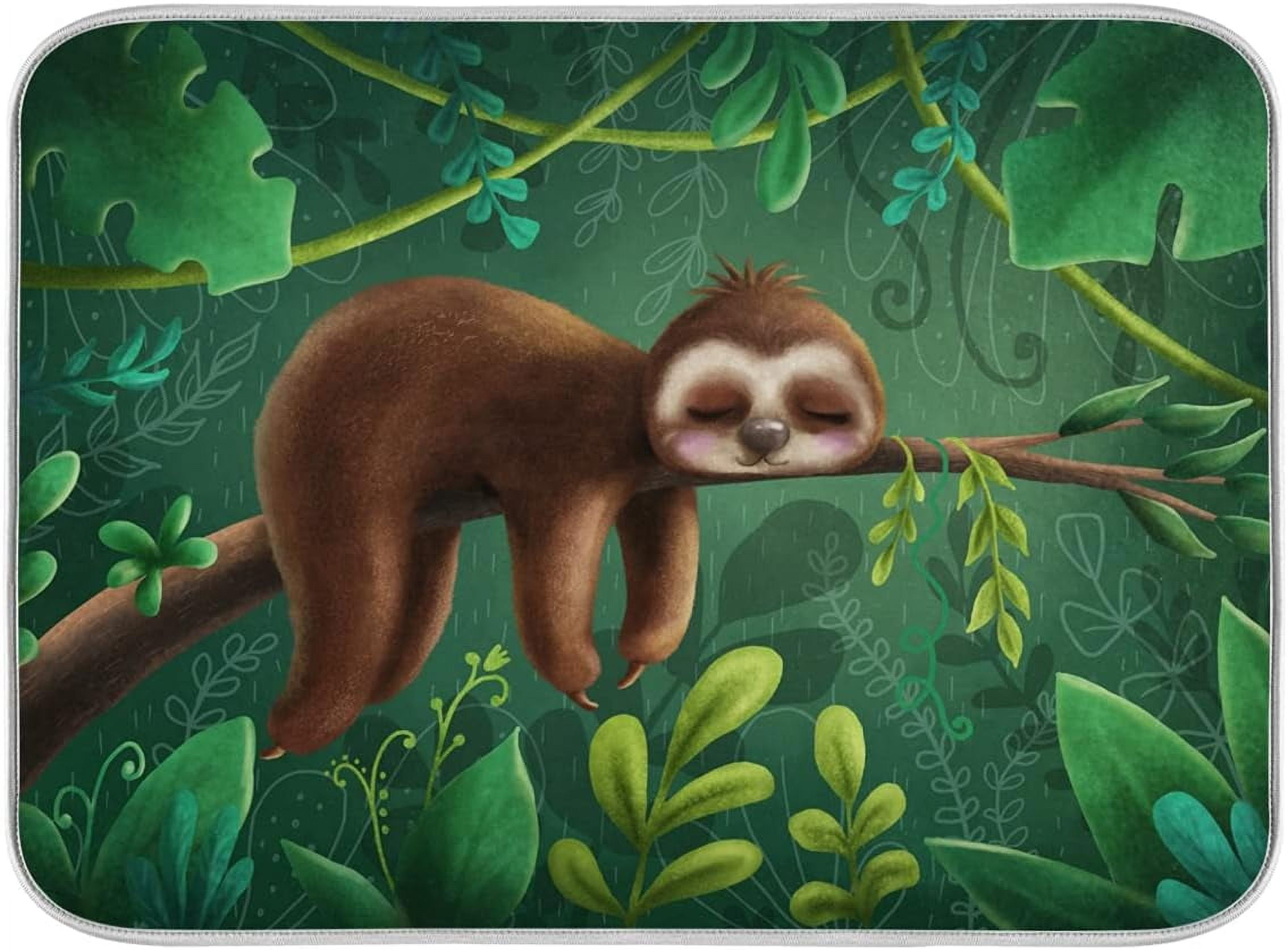 GZHJMY Cute Tree Branch Lazy Sloth Dish Drying Mat,16 x 18 Inches ...