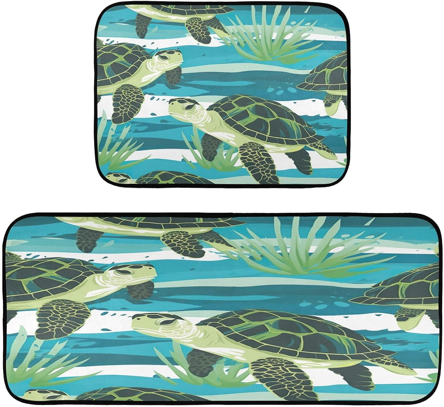 GZHJMY Cute Turtle Kitchen Rug Set of 2 Non Slip Washable Cushioned ...