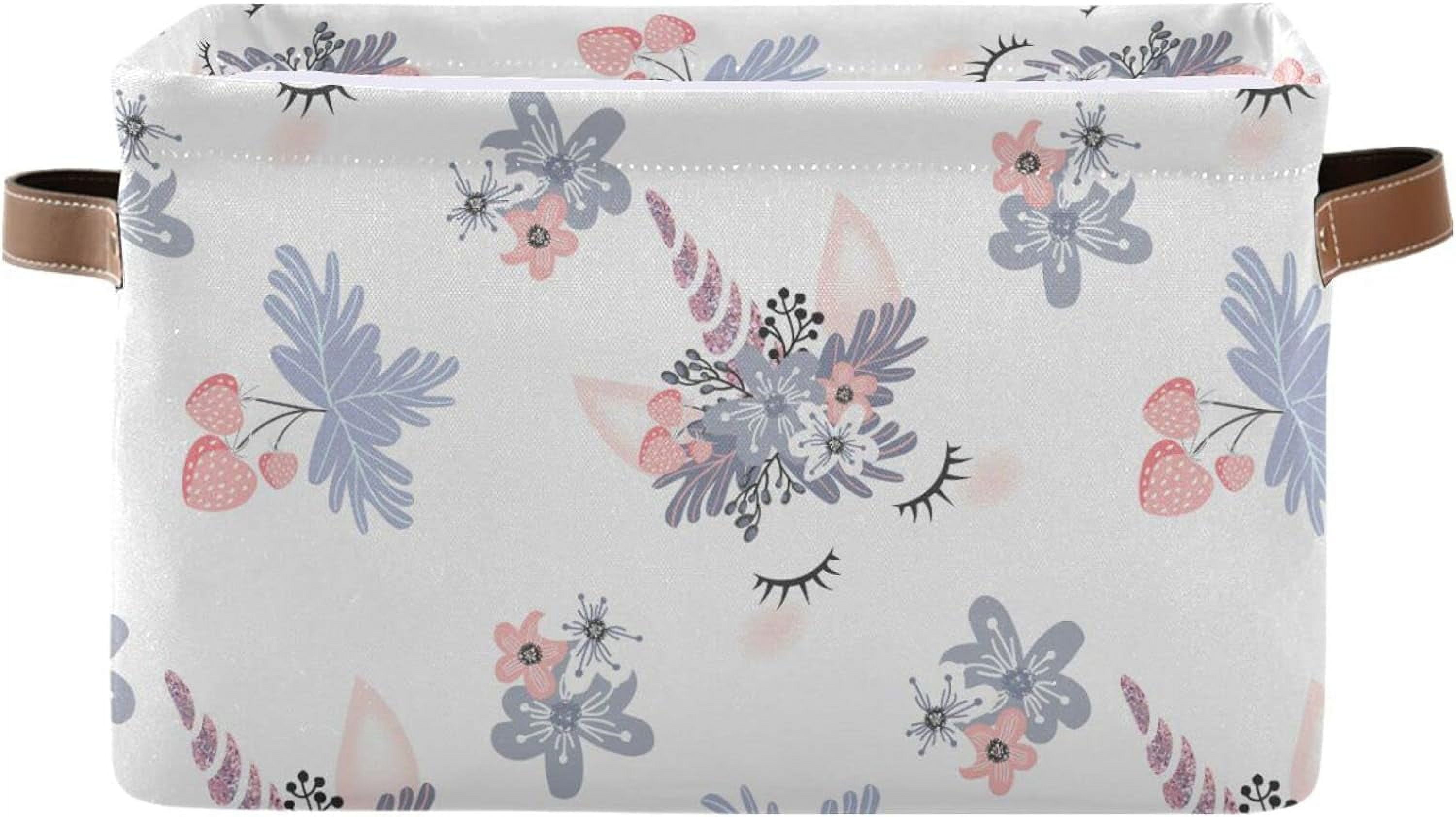 GZHJMY Cute Unicorn Head Shelf Storage Baskets, Foldable Fabric Storage ...