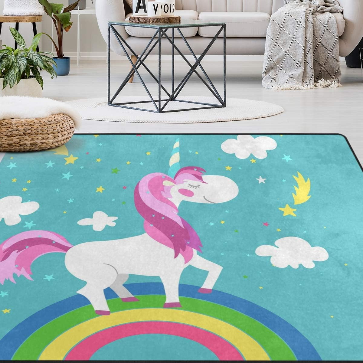 GZHJMY Cute Unicorn Non Slip Area Rug for Living Dinning Room Bedroom ...