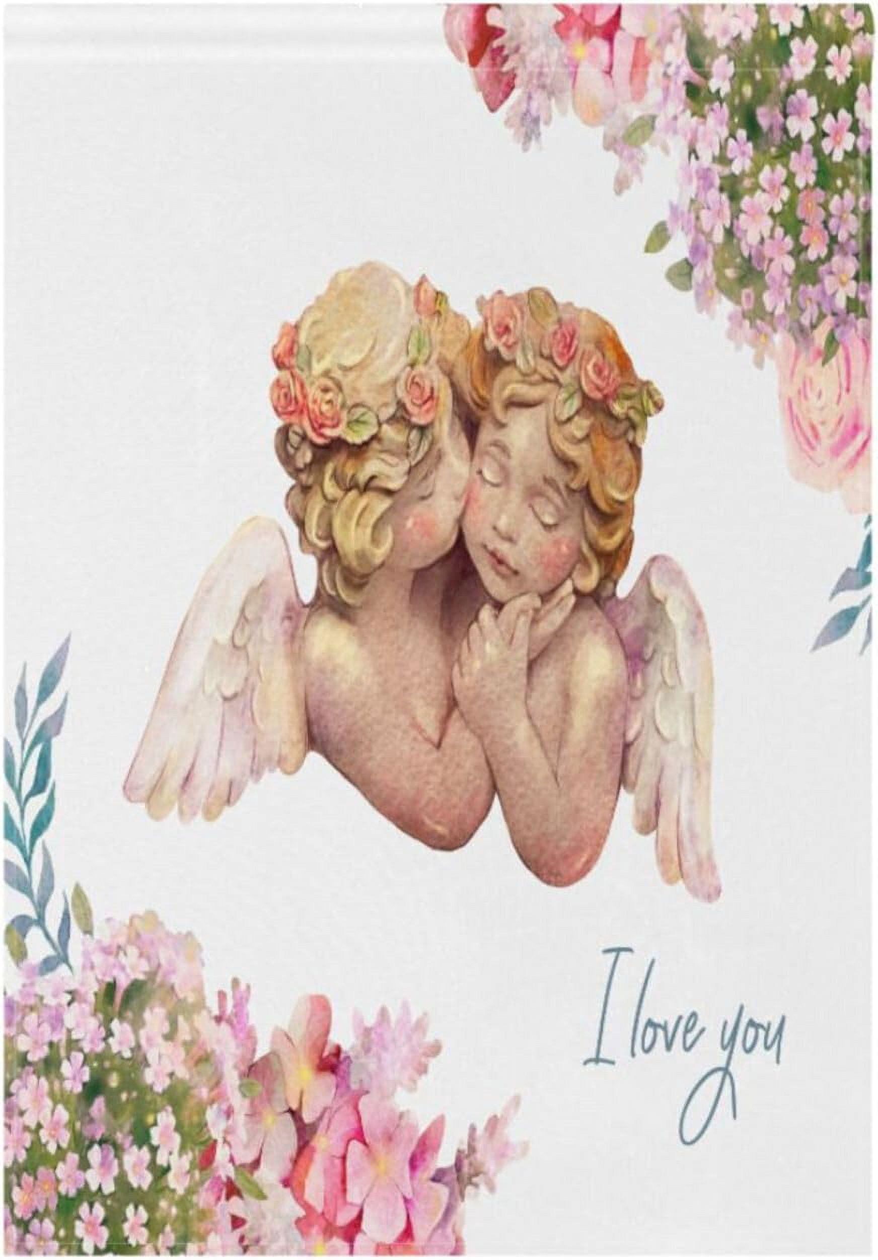 GZHJMY Cute Watercolor Angels Garden Flag 12 x 18 Inch Vertical Double ...