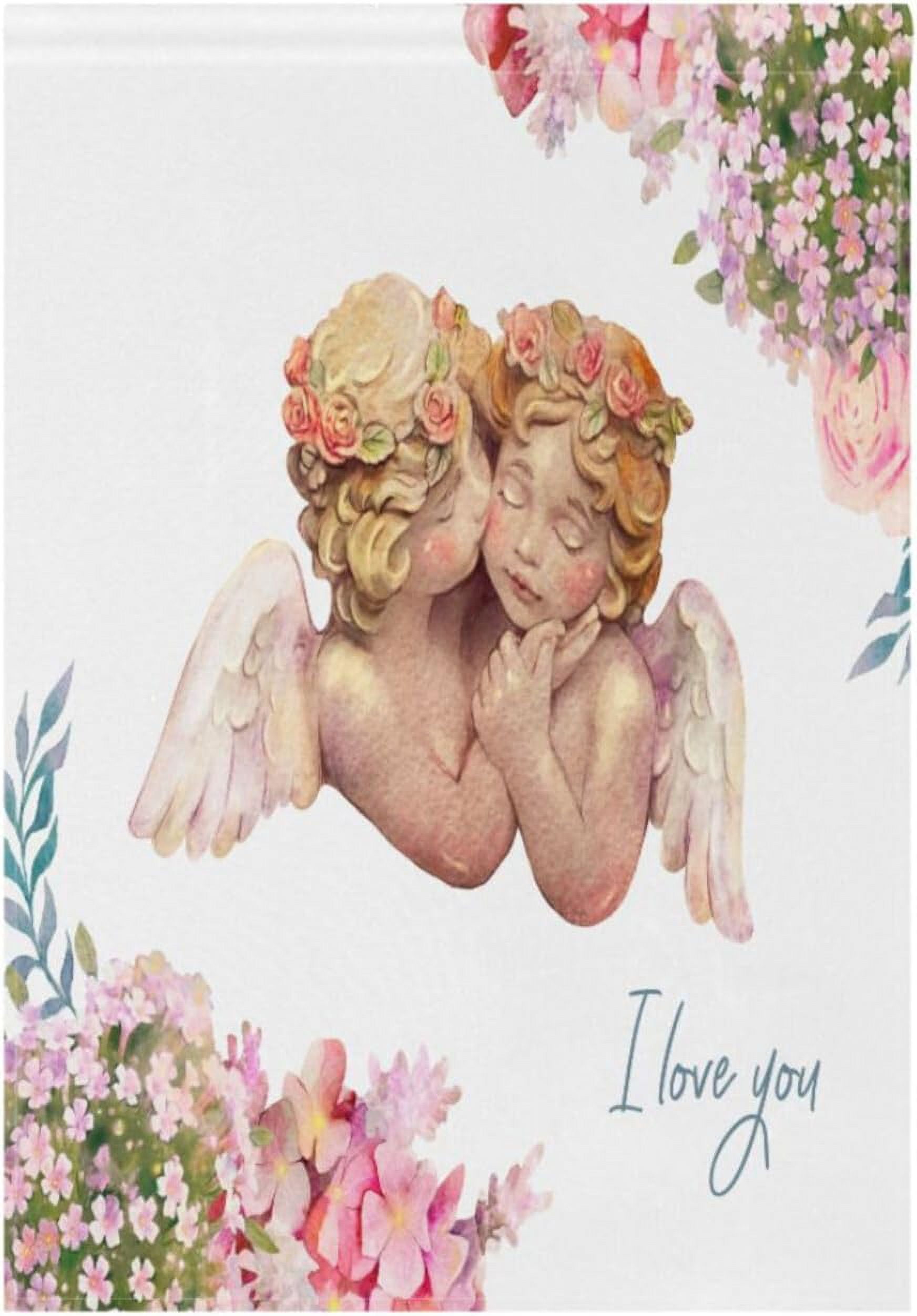 GZHJMY Cute Watercolor Angels Garden Flag 28 x 40 Inch Vertical Double ...