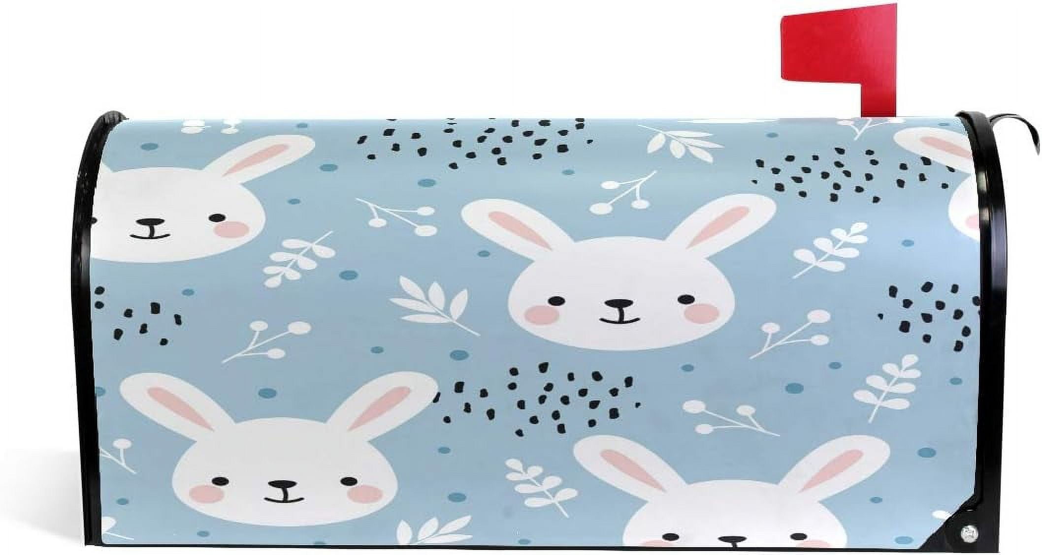 GZHJMY Cute White Rabbit Bunny Flowers Magnetic Mailbox Cover Large ...
