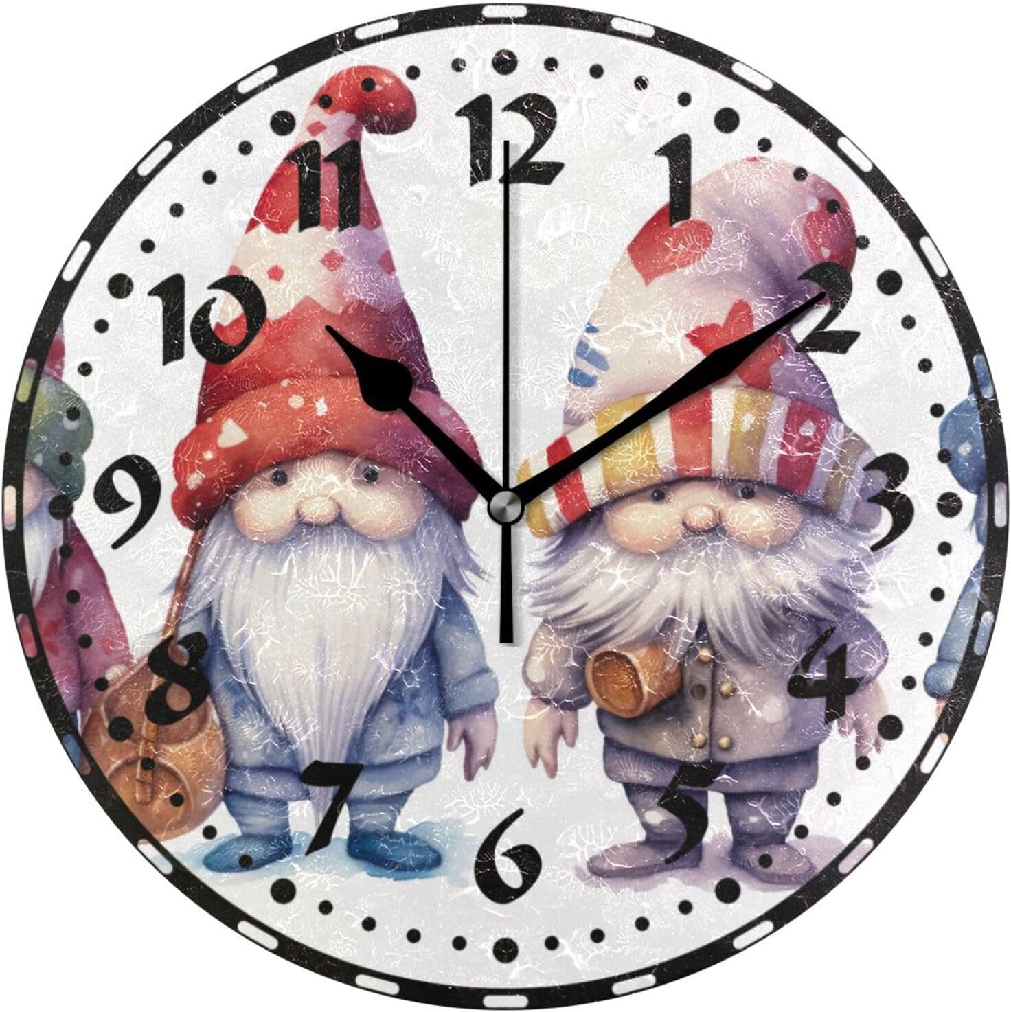 GZHJMY Cute Winter Gnomes Wall Clock, PVC Silent Non Ticking 10 Inch ...