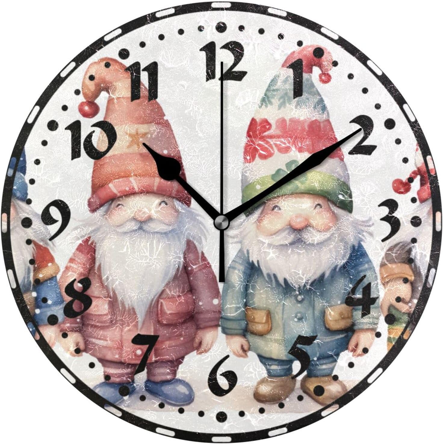 GZHJMY Cute Winter Gnomes Wall Clock, PVC Silent Non Ticking 10 Inch ...