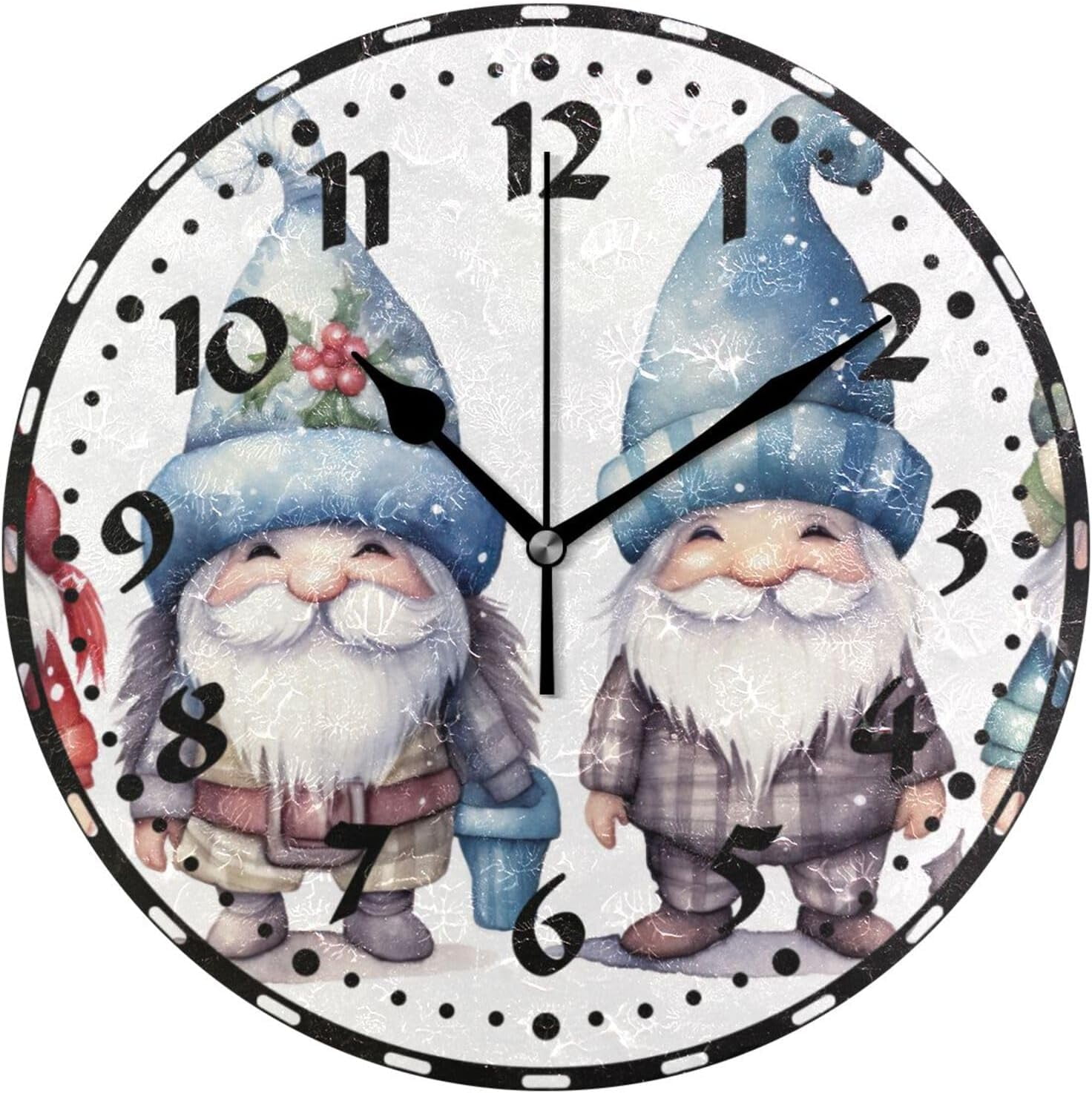 GZHJMY Cute Winter Gnomes Wall Clock, Silent Non Ticking 10 Inch ...