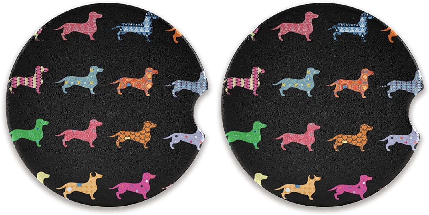 GZHJMY Dachshund Dogs Car Coasters-2 Pack, Absorbent Ceramic Coasters ...