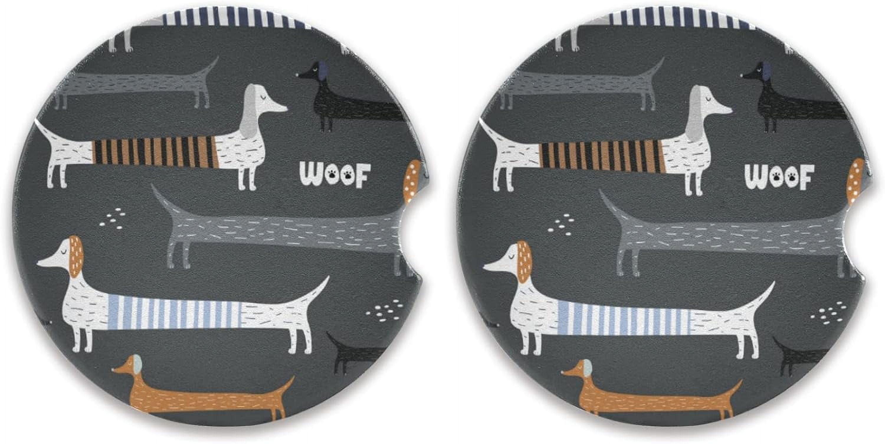 GZHJMY Dachshunds Car Coasters 2 Pieces, Absorbent Ceramic Cork Base ...