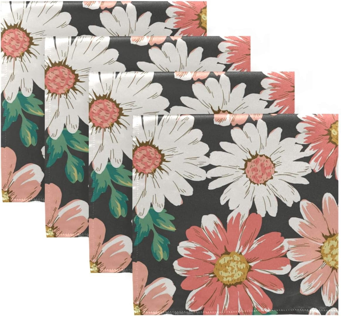GZHJMY Daisy Cloth Napkins Reusable Washable Everyday Use 20 × 20 Inch ...