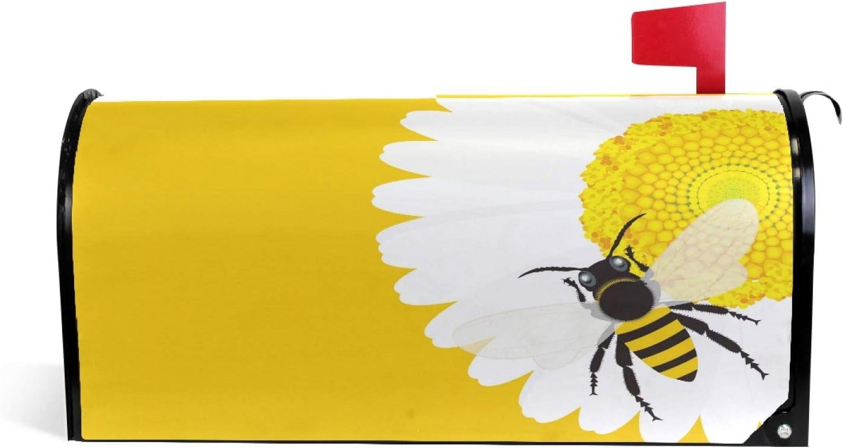 GZHJMY Daisy Flower with Bee Magnetic Mailbox Cover Letter Post Box ...