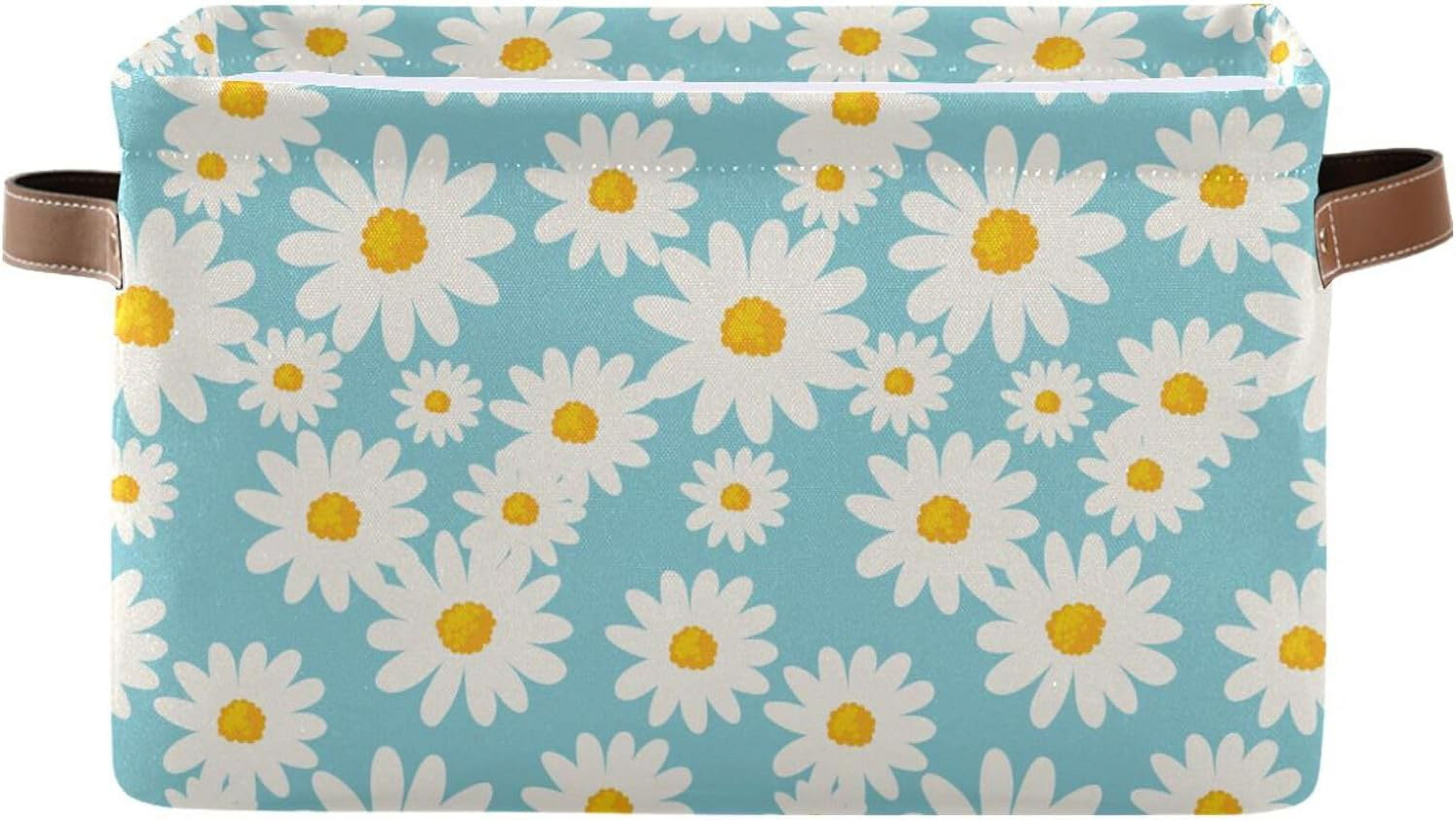 GZHJMY Daisy Flower Chamomile Storage Basket, Durable Canvas With ...