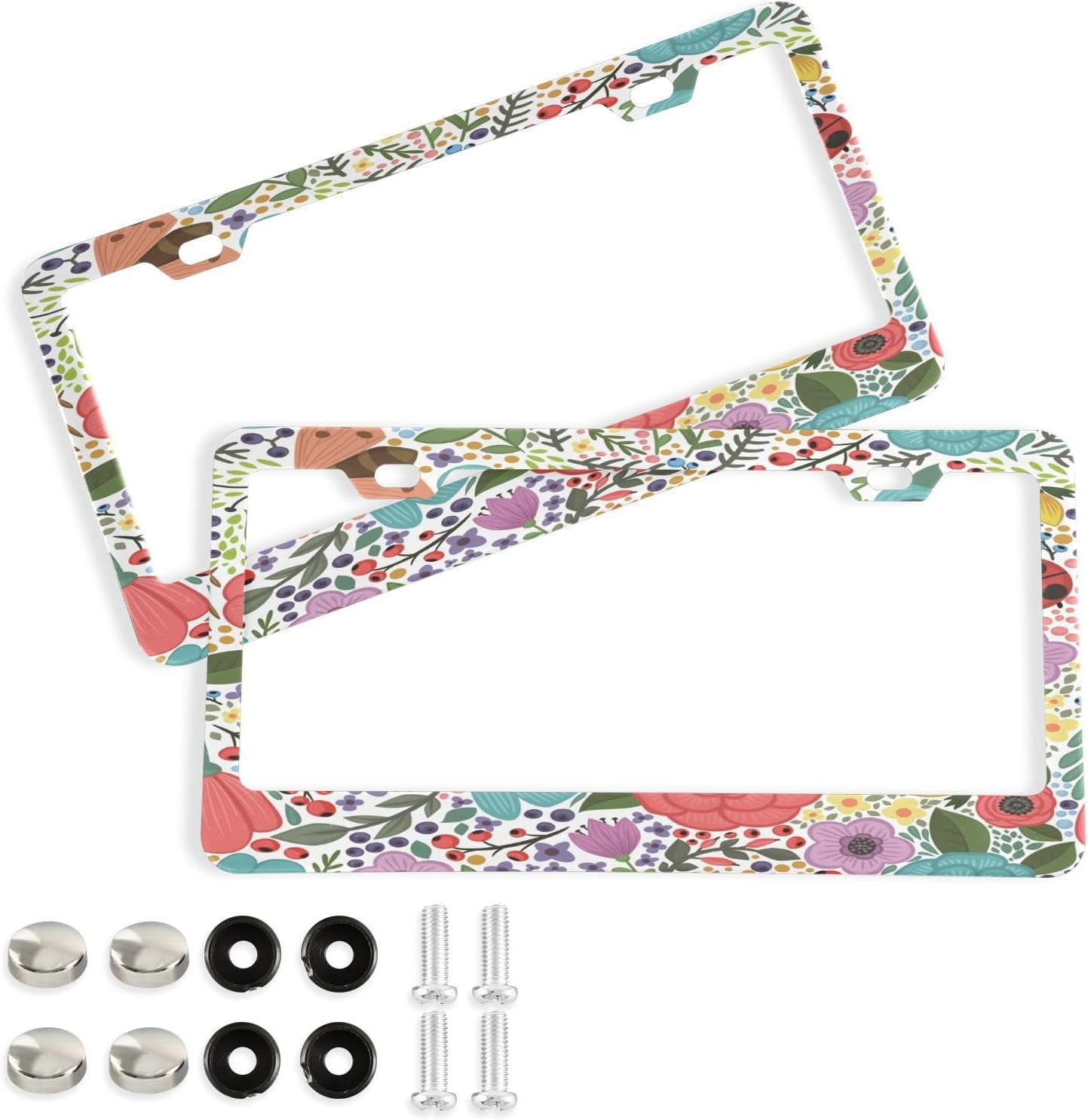 GZHJMY Daisy Flower License Plate Frames Set of 2, Universal Aluminum ...