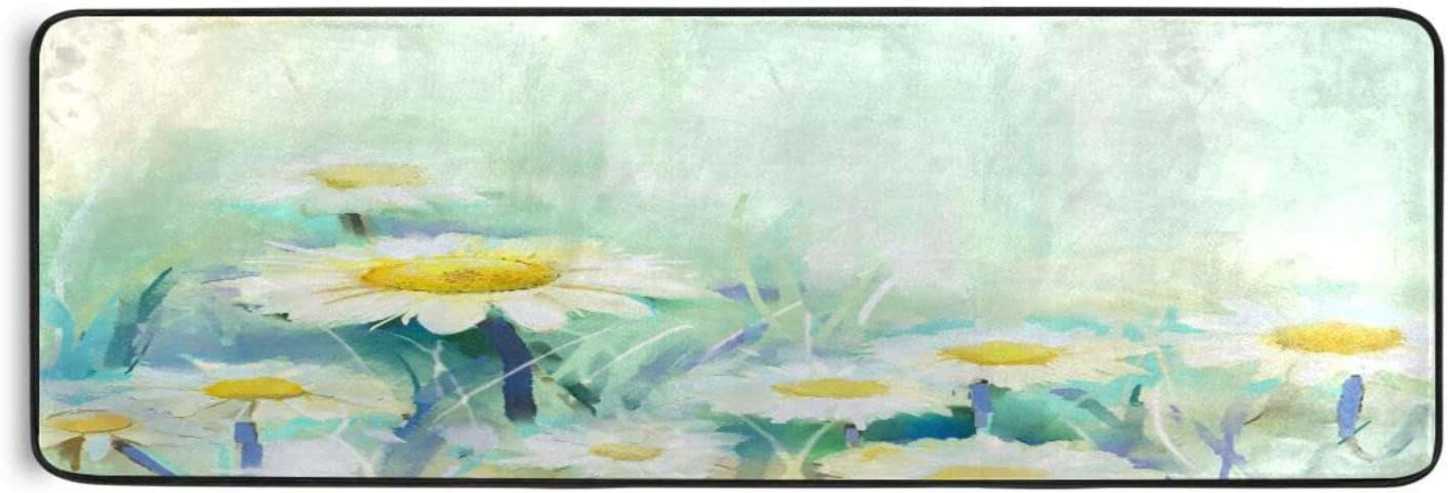 GZHJMY Daisy Flowers Oil Painting Area Rug - 2' x 6' Washable Runner ...