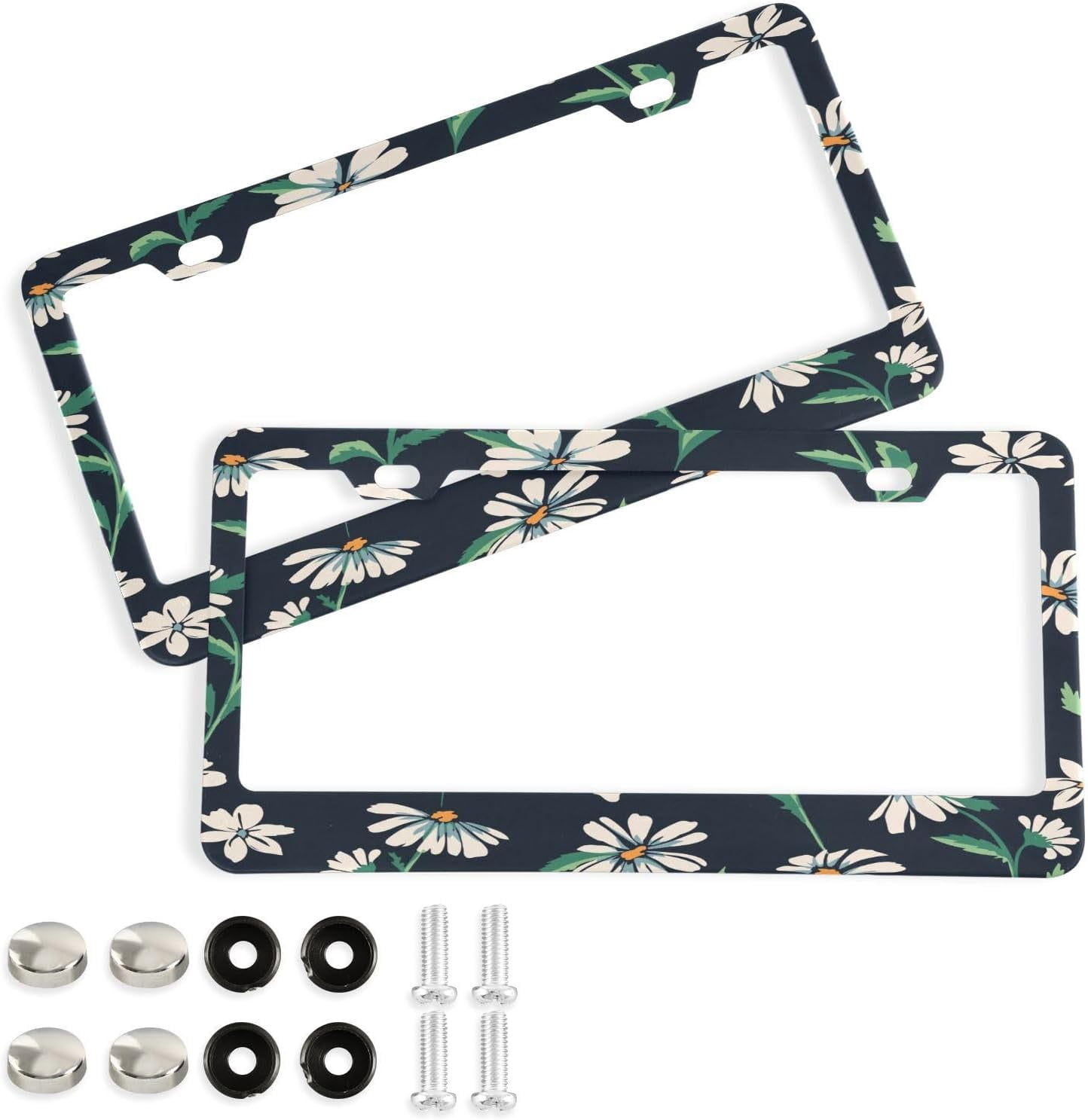 GZHJMY Daisy License Plate Frames Set of 2, Universal Aluminum License ...