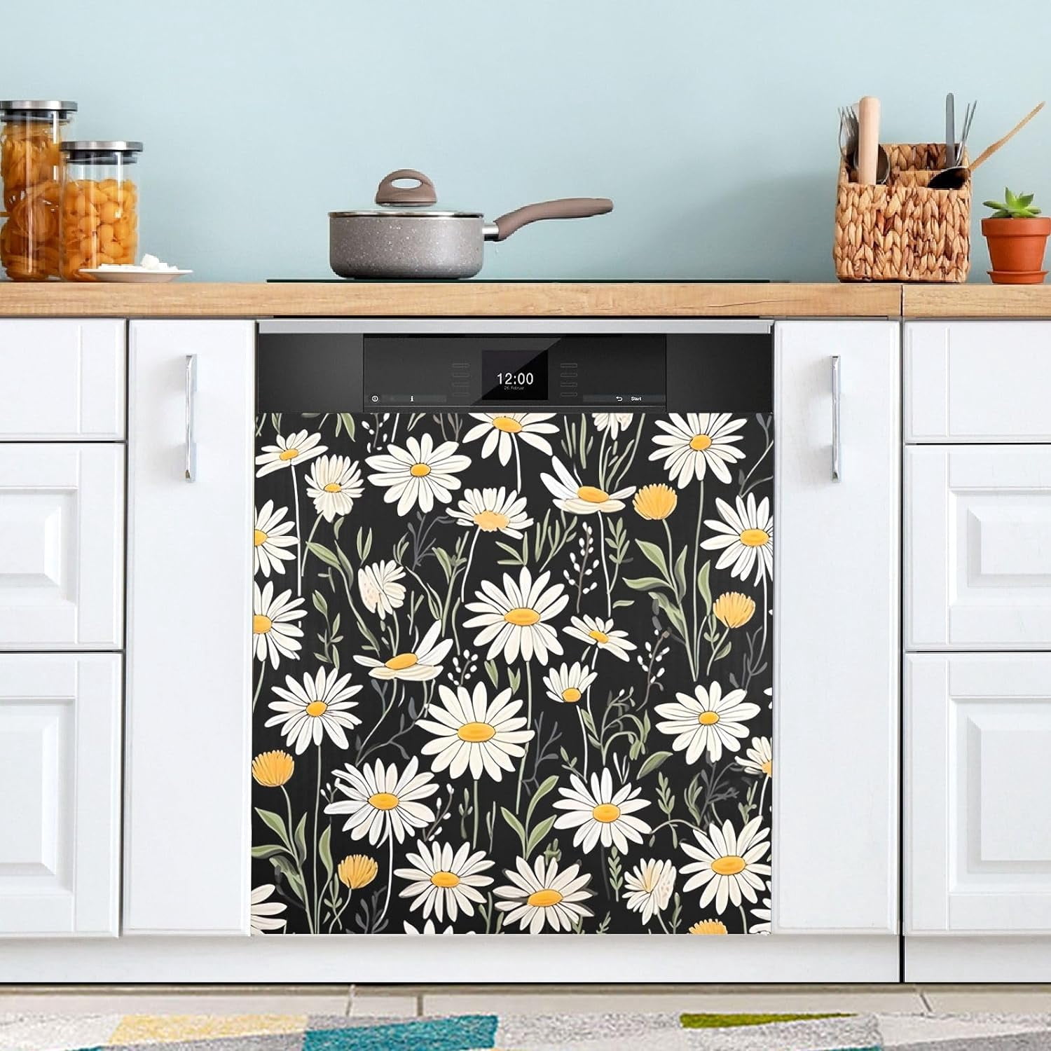 GZHJMY Daisy Pattern Dishwasher Magnet Cover Dishwasher Front Door ...