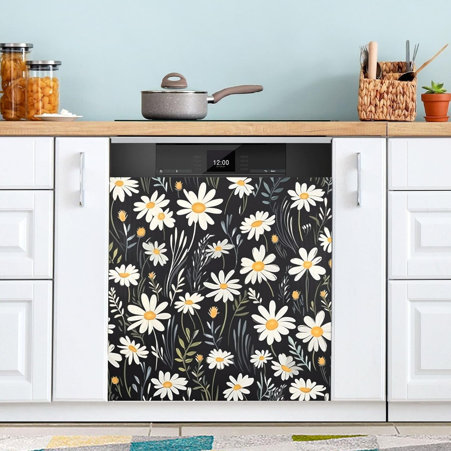 GZHJMY Daisy Pattern Dishwasher Magnet Cover Dishwasher Front Door ...