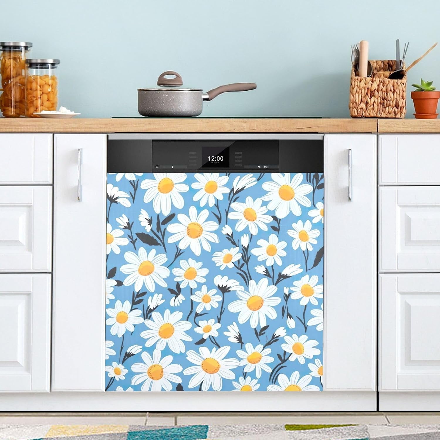GZHJMY Daisy Pattern Dishwasher Magnet Cover Dishwasher Front Door ...