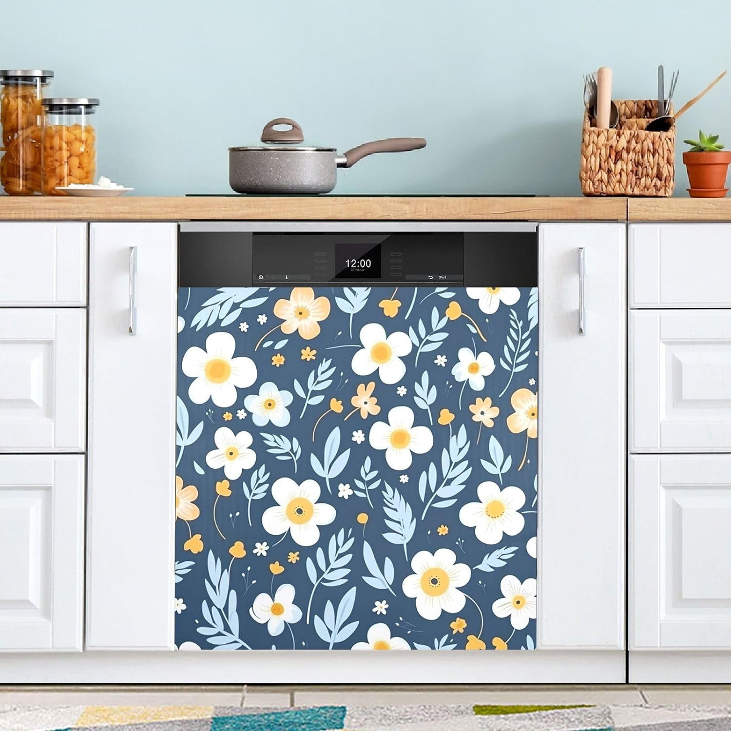 GZHJMY Daisy Pattern Dishwasher Magnet Cover Dishwasher Front Door ...