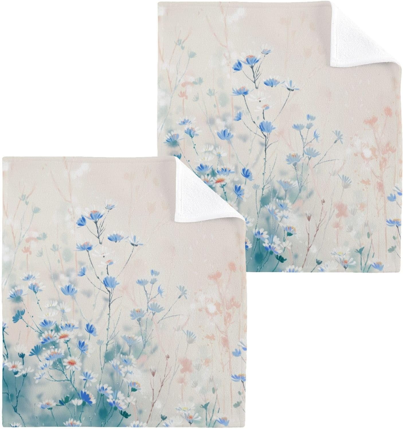 GZHJMY Daisy Pattern Wash Cloth Set of 4, 12 x 12 Inch Cotton Baby ...