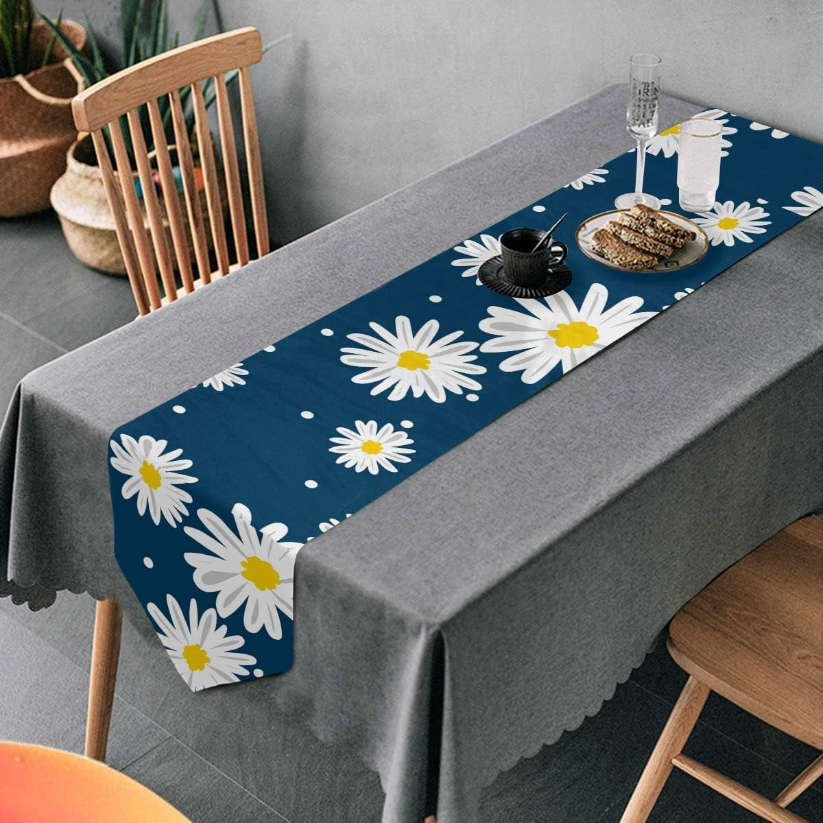 GZHJMY Daisy Table Runner Dining Table Decor 13" × 90" - Walmart.com