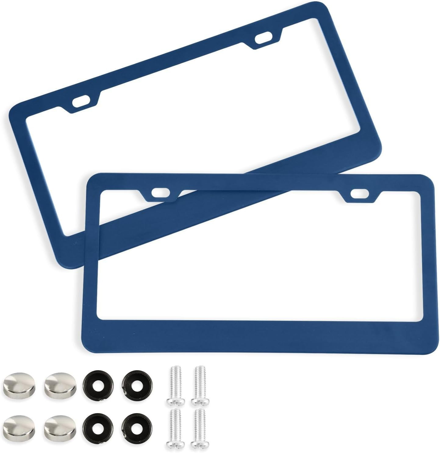 GZHJMY Dark Blue Solid Color License Plate Frames 2pcs, Waterproof ...